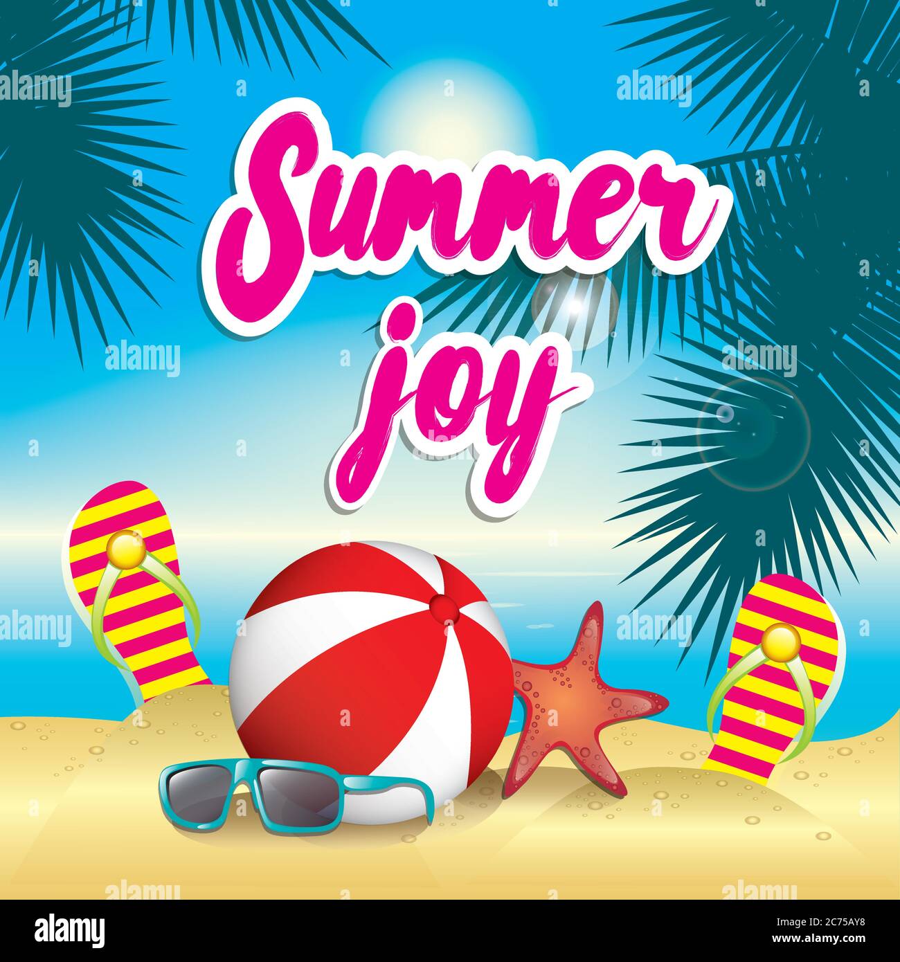 Ready-made design "Sale" with palm branches and a square. Vector ...