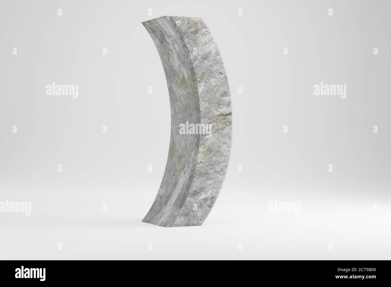 Stone 3d round brackets symbol. Rock textured sign isolated on white ...