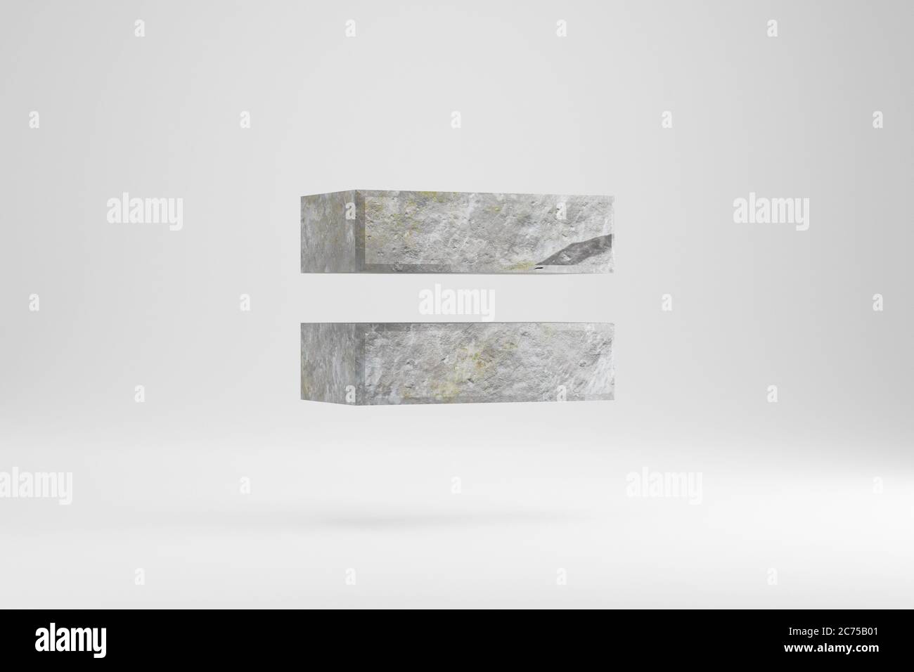 Stone 3d equals symbol. Rock textured sign isolated on white background ...