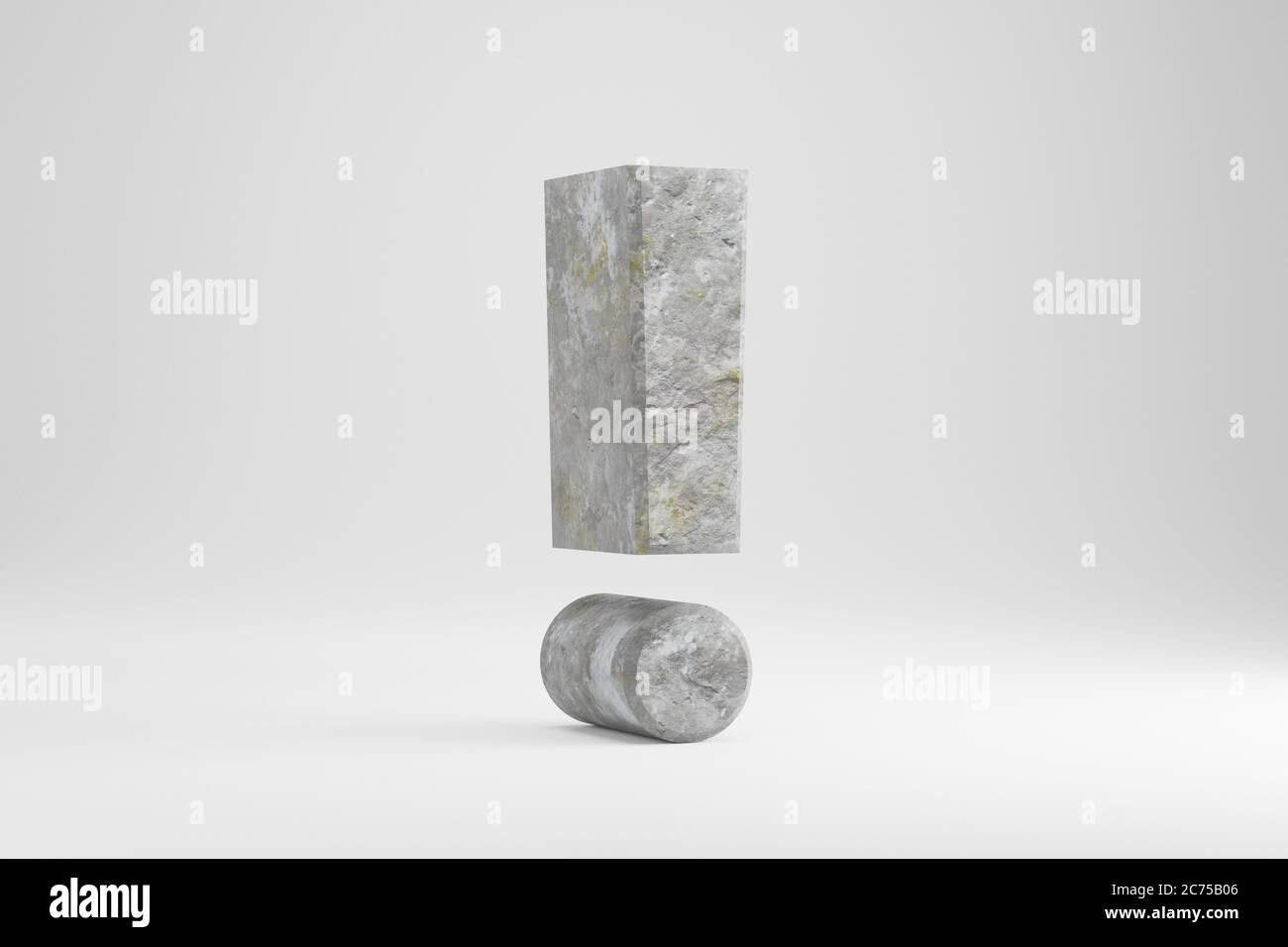 Stone 3d exclamation symbol. Rock textured sign isolated on white ...