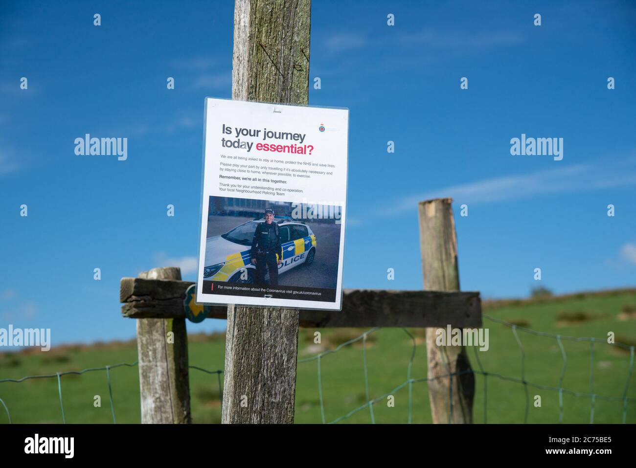 A Coronavirus warning sign, Parlick Fell, Chipping, Preston, Lancashire ...