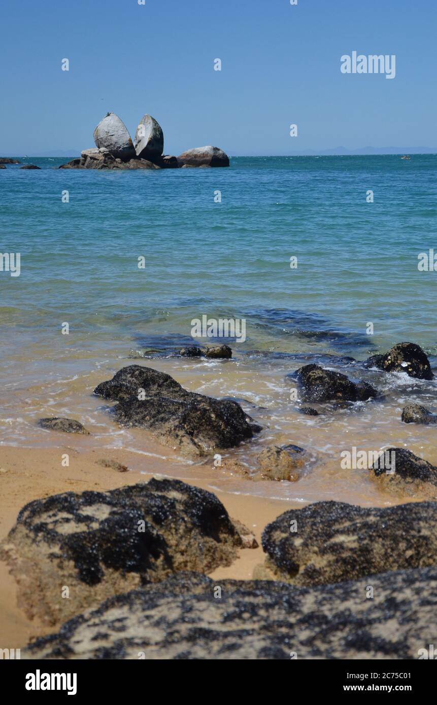 Split Apple Rock is a geological rock formation in Tasman Bay off the ...