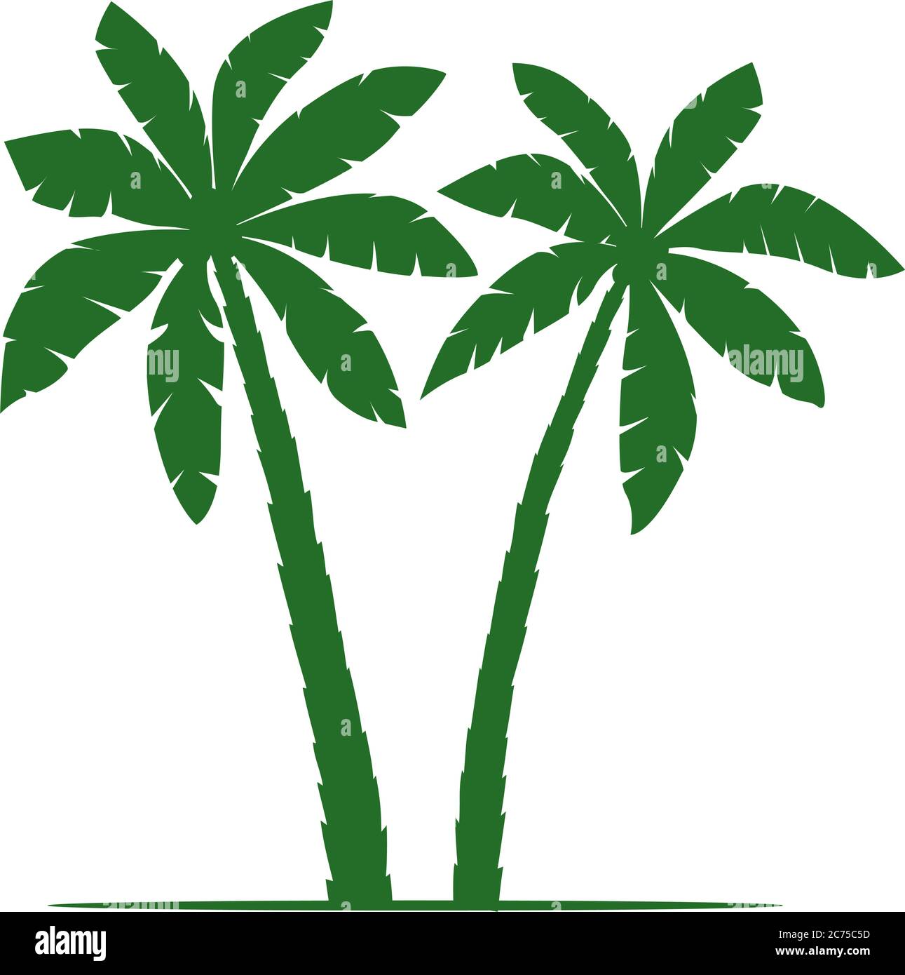 Green Palm Trees, silhouette vector illustration, isolated on white ...