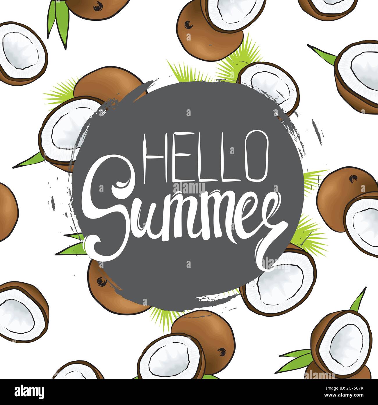 A set of stylish summer cards. Watermelon, ice cream, sun, bananas ...
