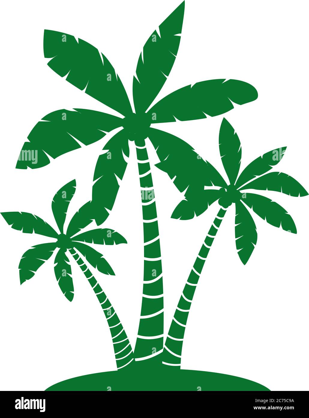 Green Palm Trees, silhouette vector illustration, isolated on white ...