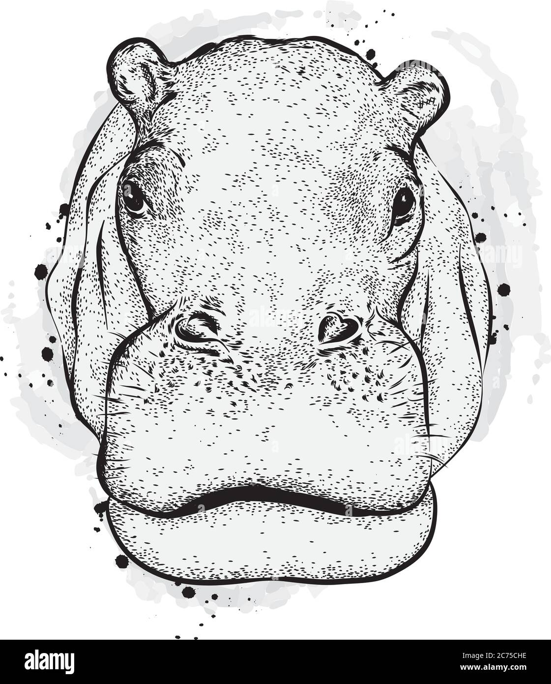 Hippo. Vector illustration for a card or poster. Print on clothes Stock ...