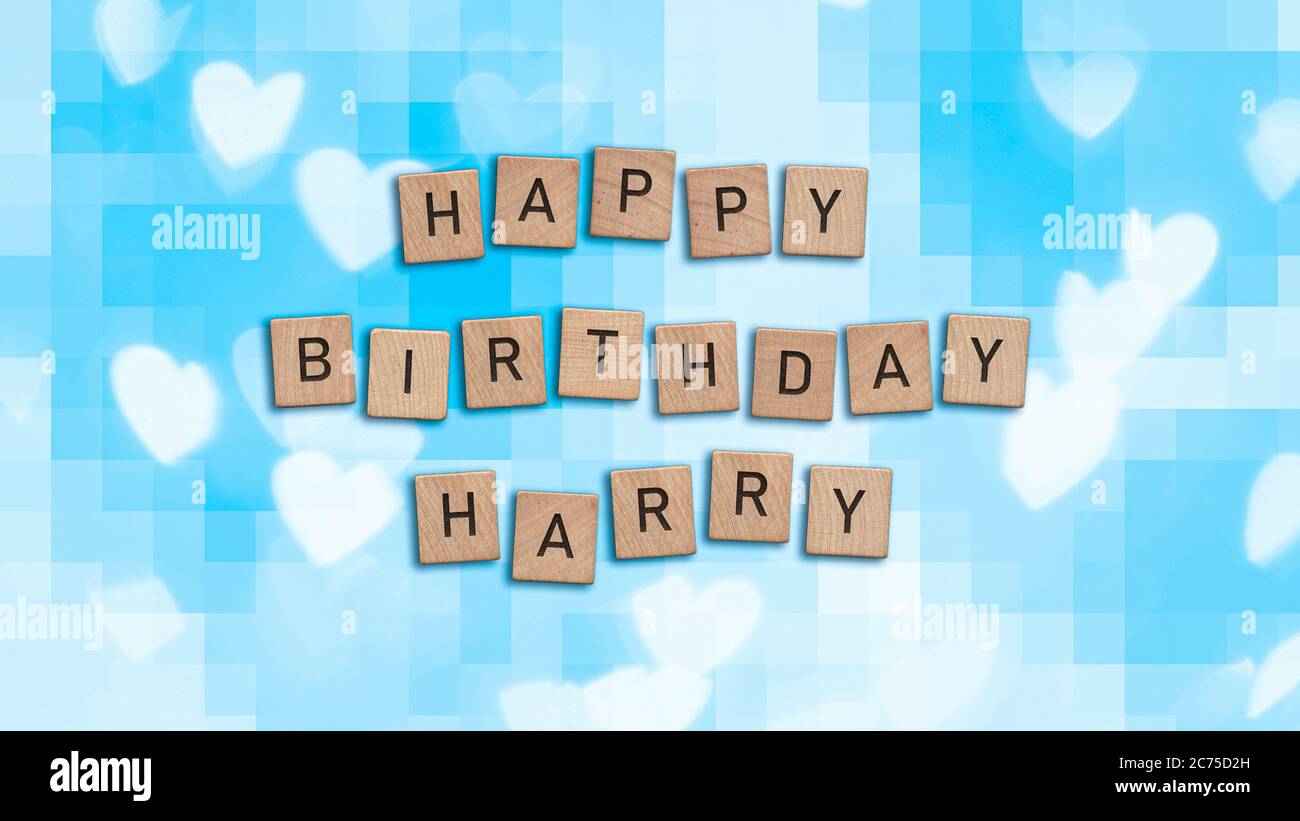 Happy Birthday Mark card with wooden tiles text. Boys birthday card in ...
