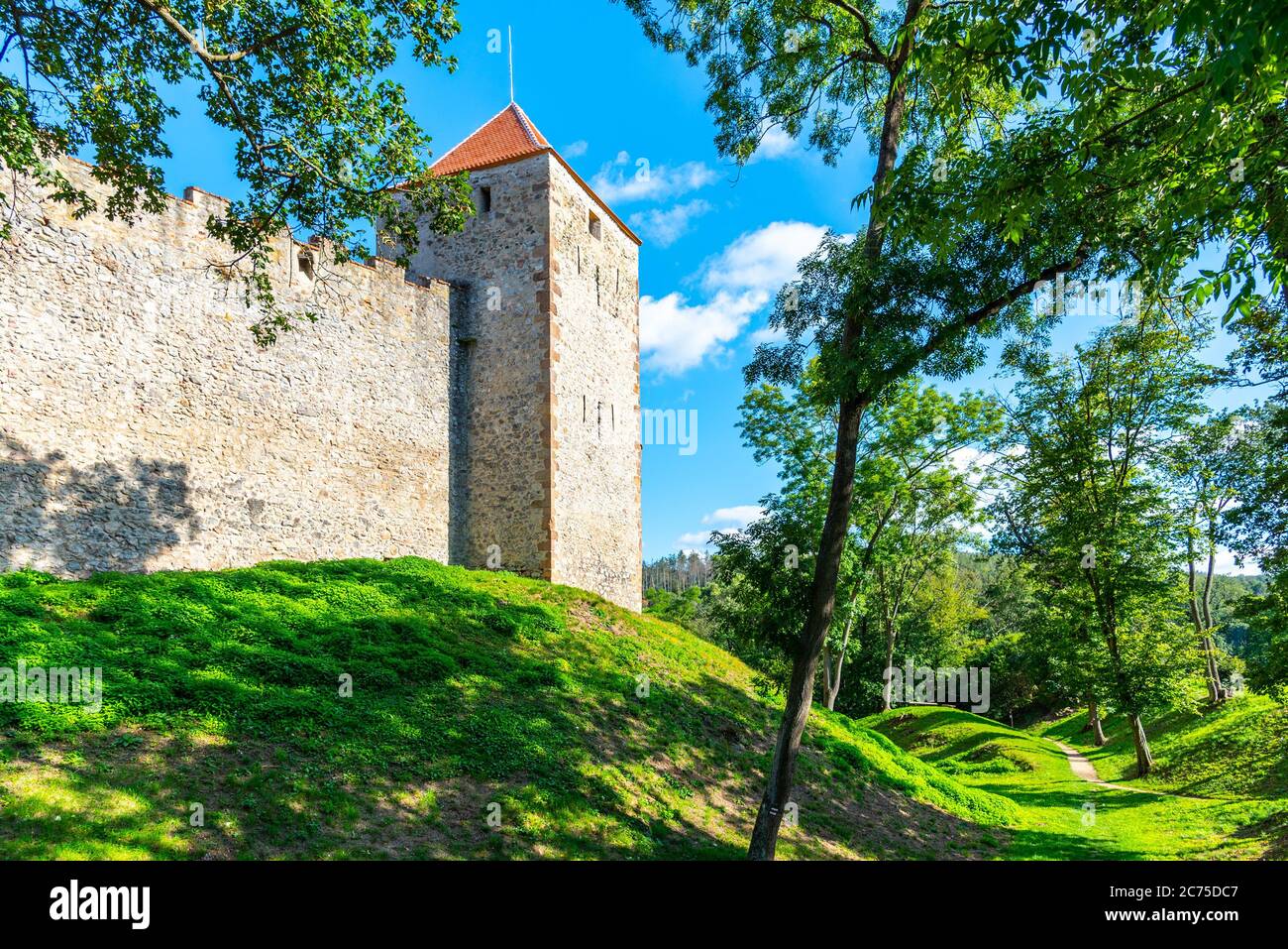 Fortification wall of Veveri medieval castle near Brno, South Moravia ...