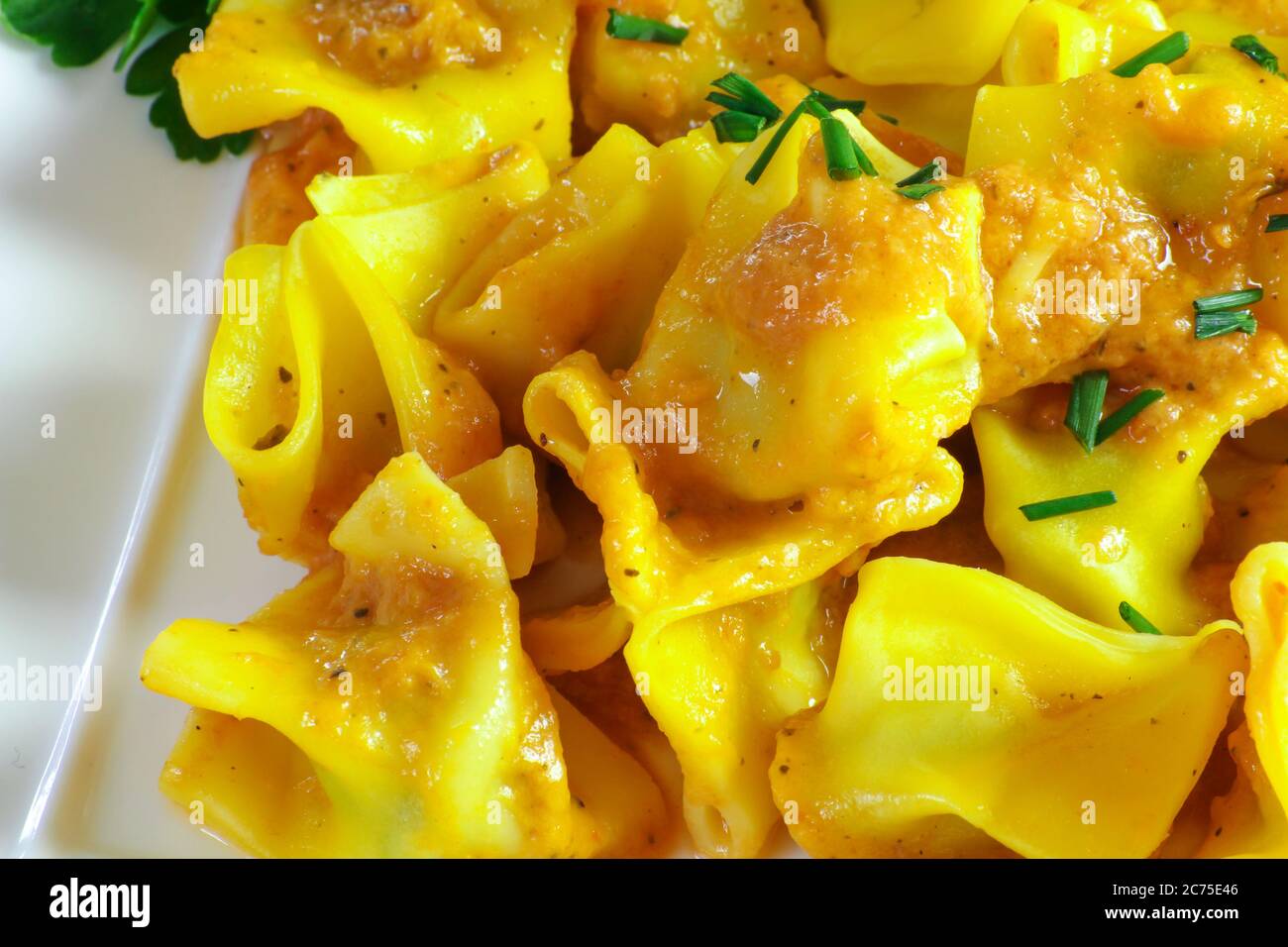 pasta stuffed with red pesto Stock Photo - Alamy