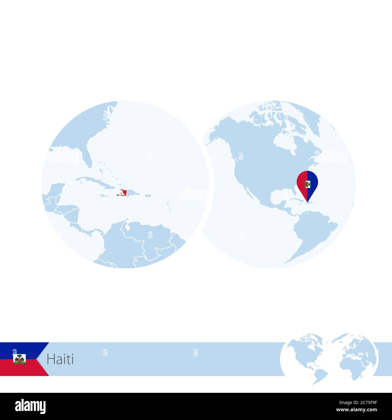 Haiti on world globe with flag and regional map of Haiti. Vector Illustration Stock Vector Image ...