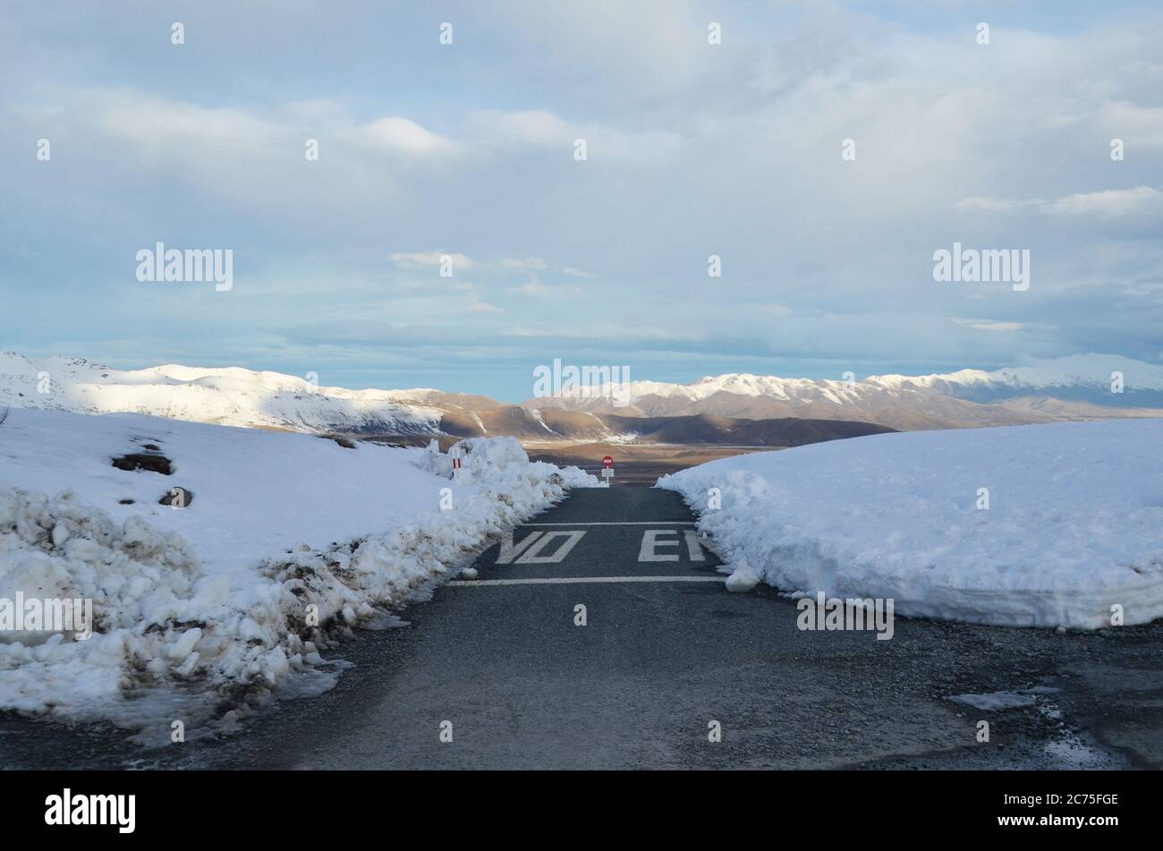 Winter with heavy snow fall at Mt John. It's a large hill overlooking ...