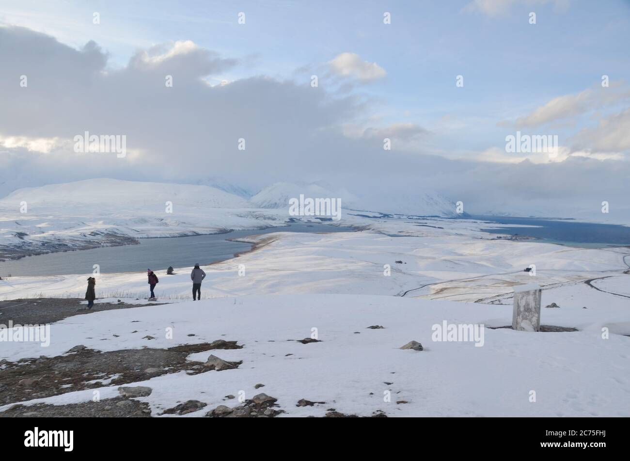 Winter with heavy snow fall at Mt John. It's a large hill overlooking ...
