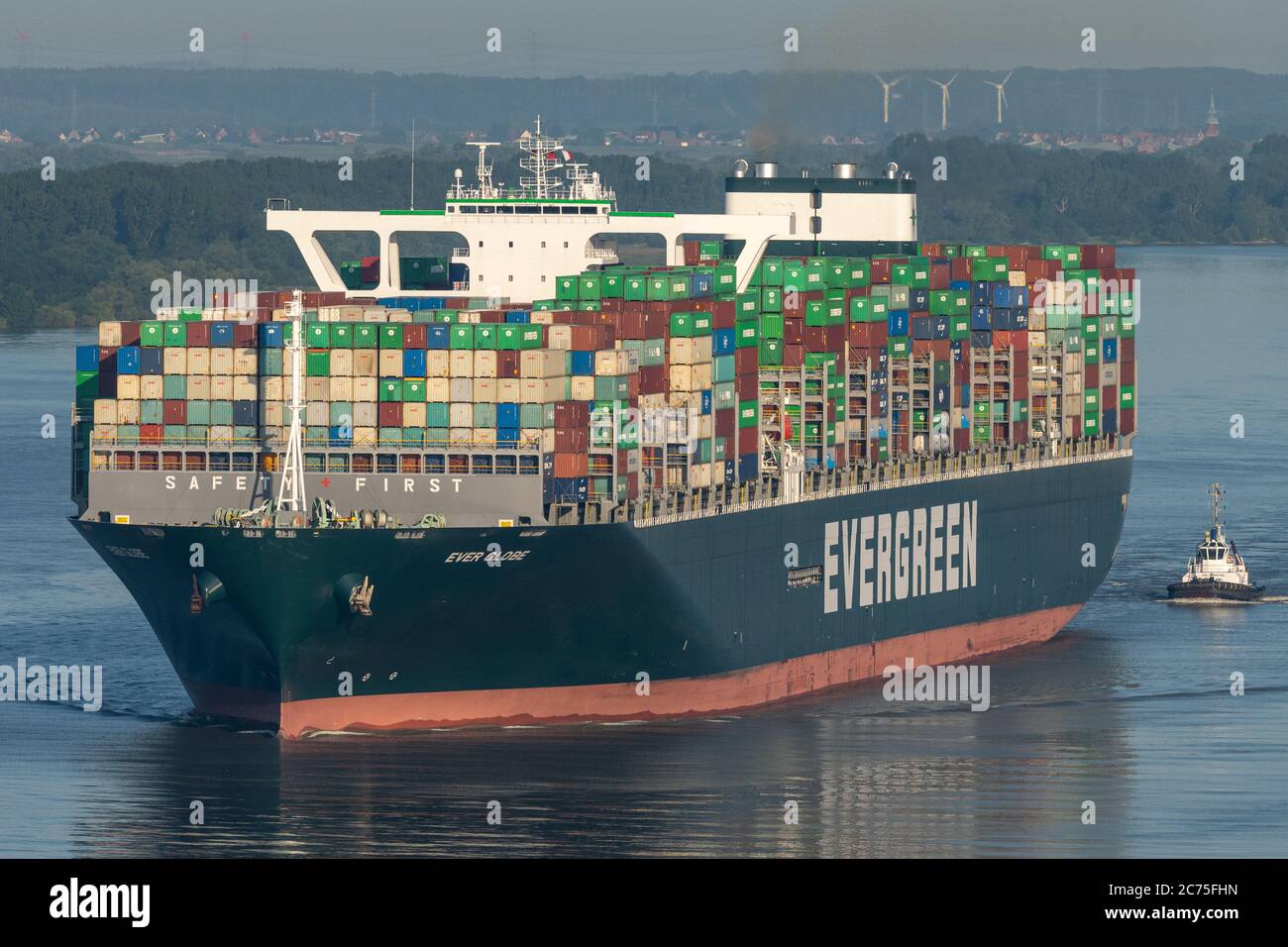 Ultra-Large Containership Ever Globe inbound for the Port of Hamburg ...
