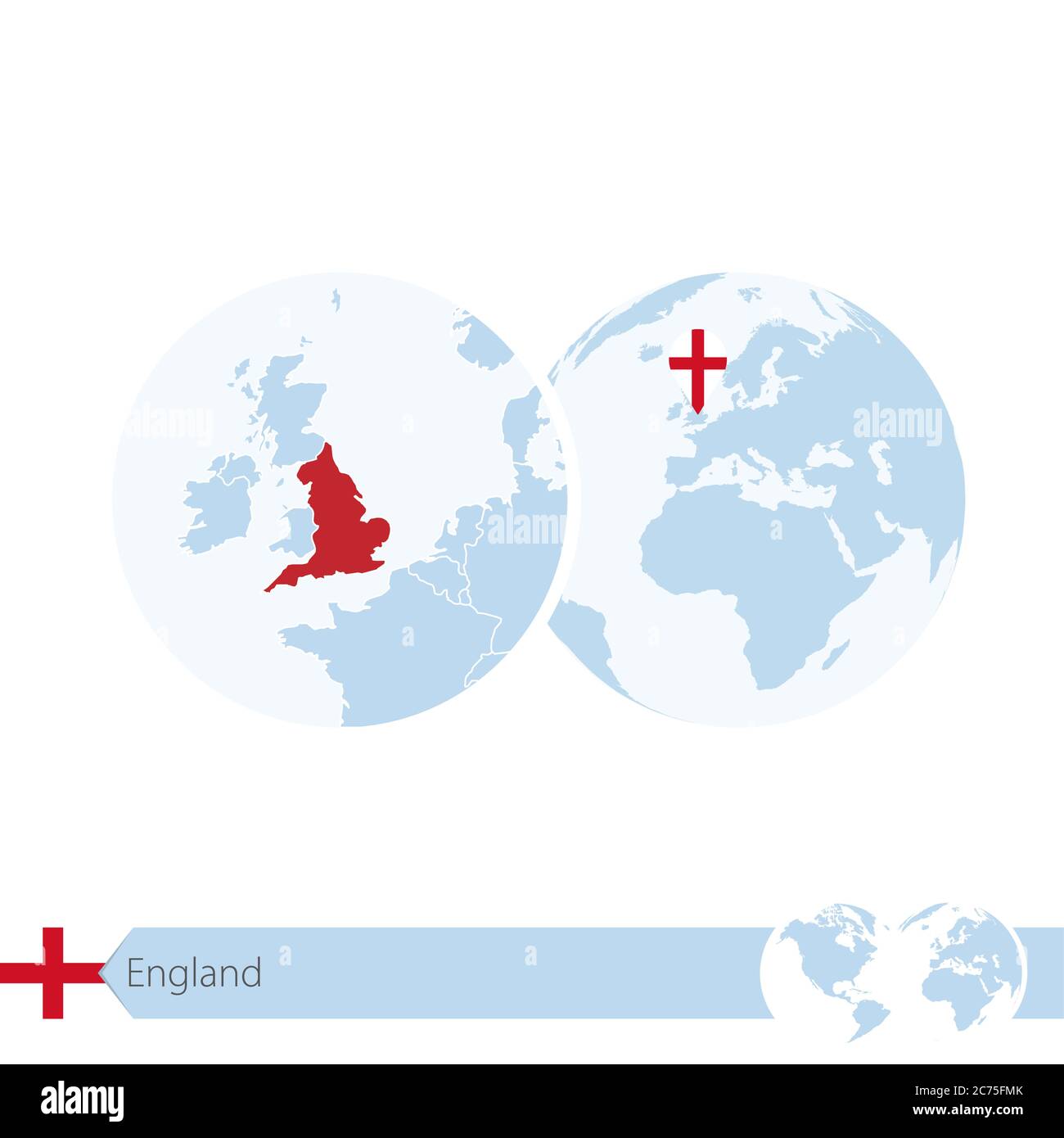 England on world globe with flag and regional map of England. Vector ...