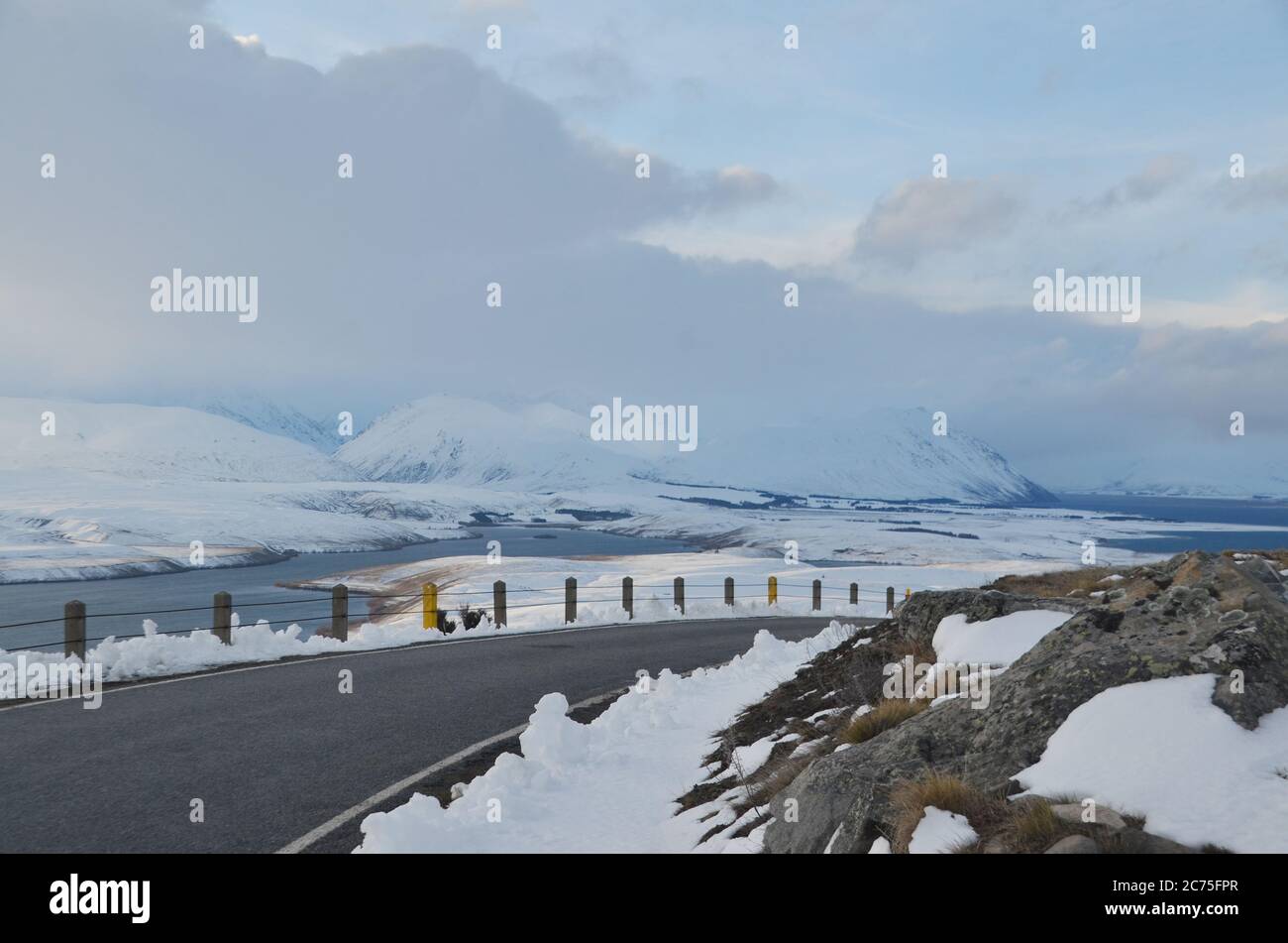 Winter with heavy snow fall at Mt John. It's a large hill overlooking ...
