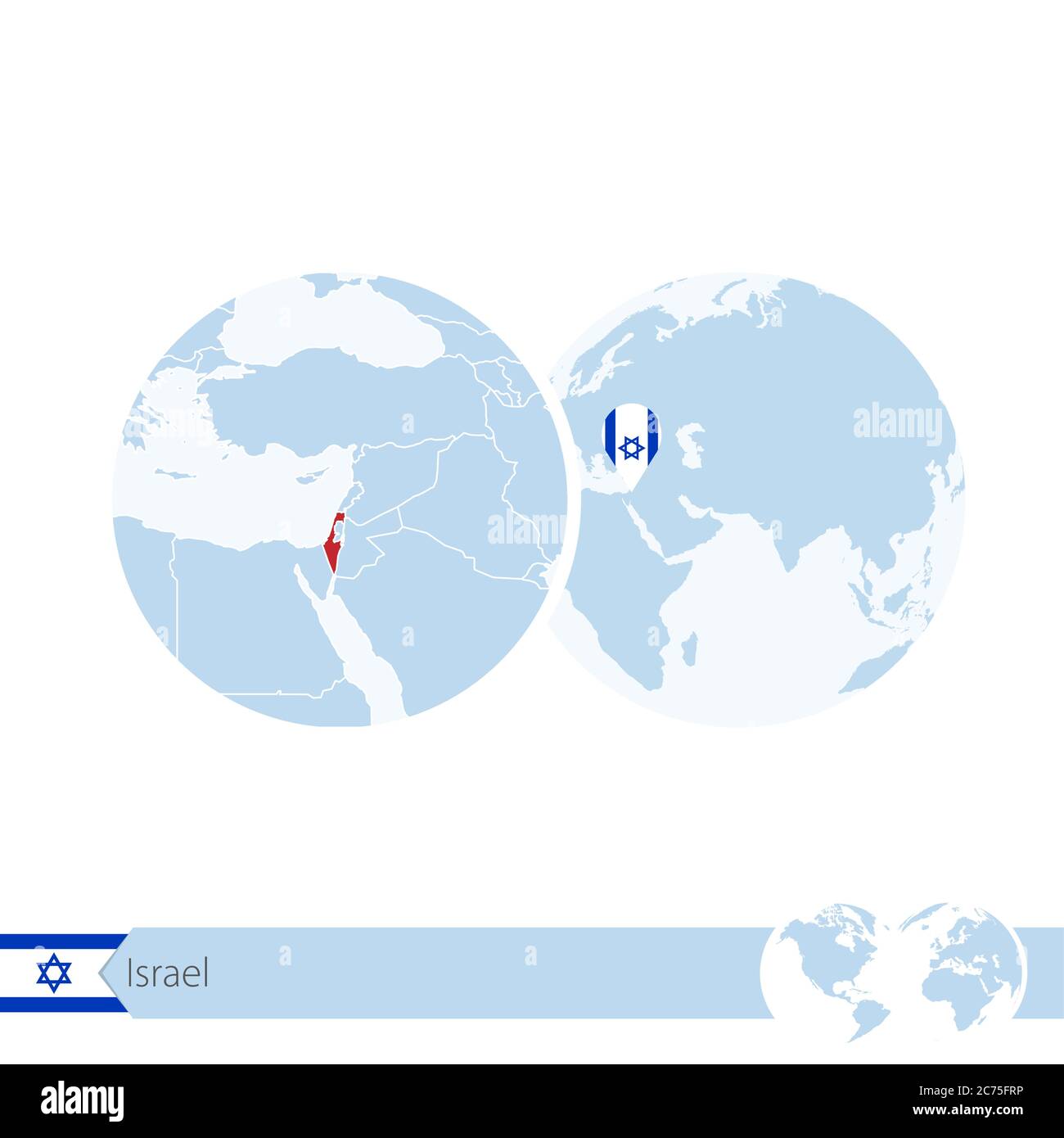 Israel on world globe with flag and regional map of Israel. Vector ...