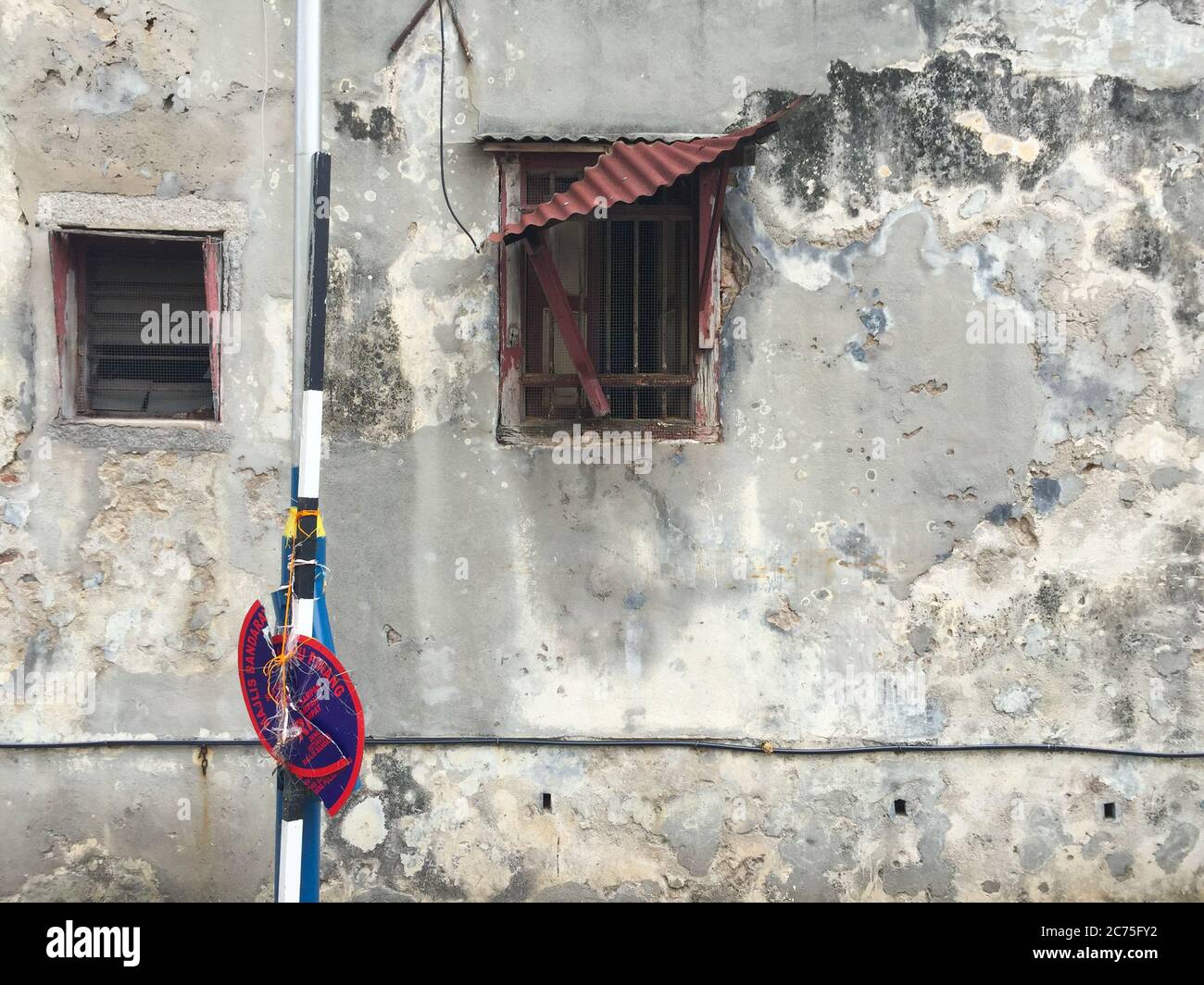 Penang, Malaysia - August 14, 2016 : Frontal view of a wooden window of ...