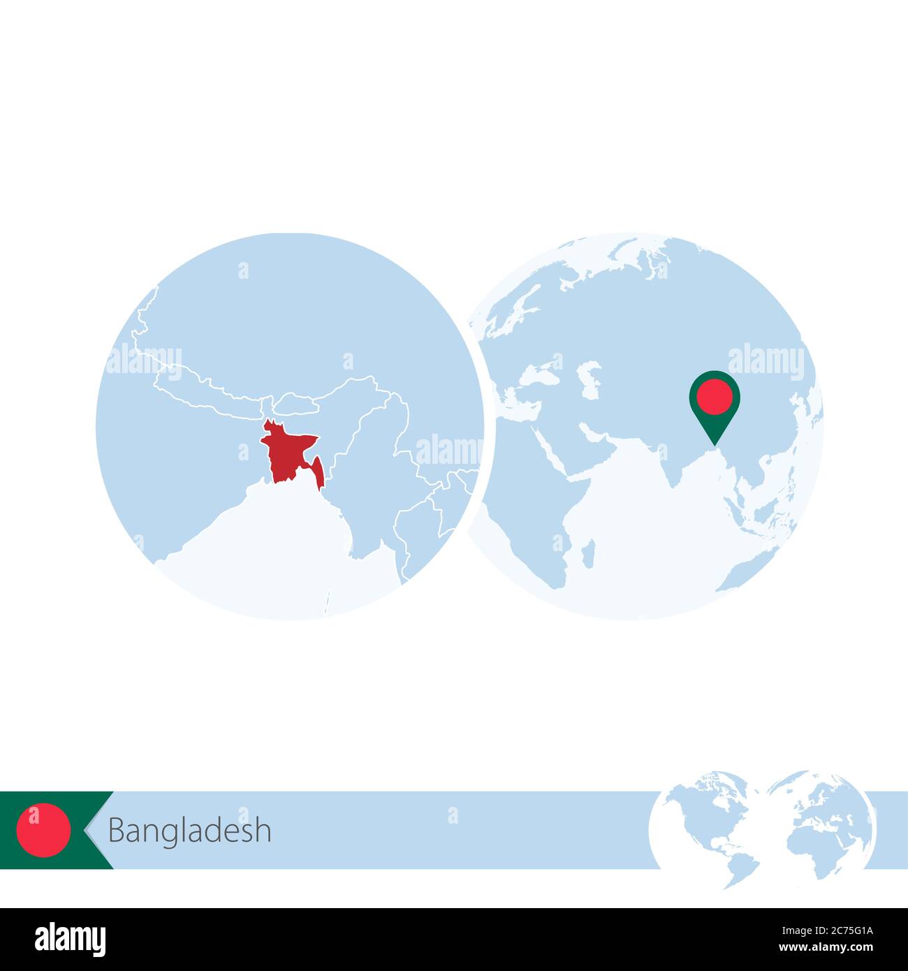 Bangladesh on world globe with flag and regional map of Bangladesh ...