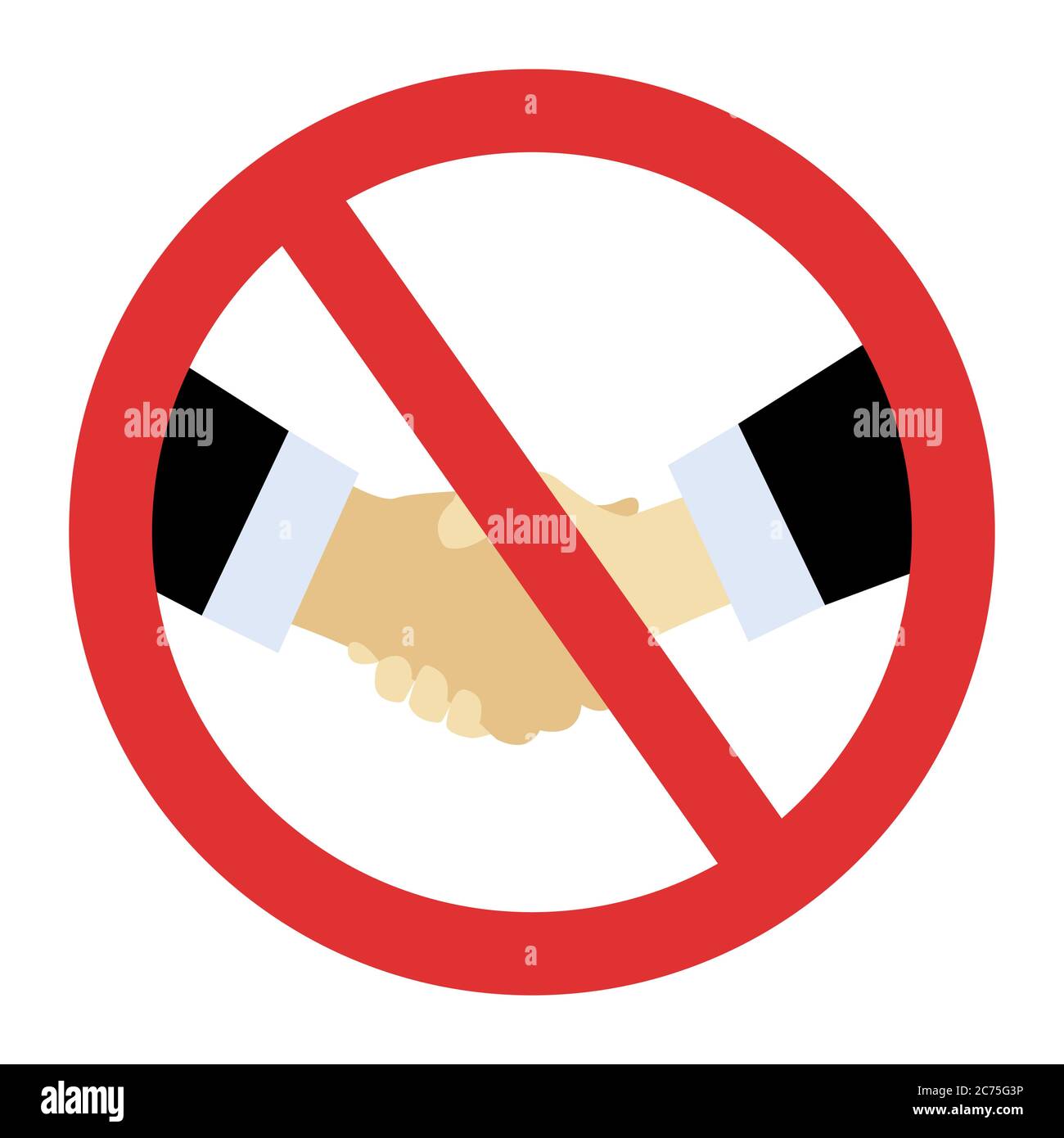Handshake forbidden colorful symbol. No hand shake sign COVID-19 ...