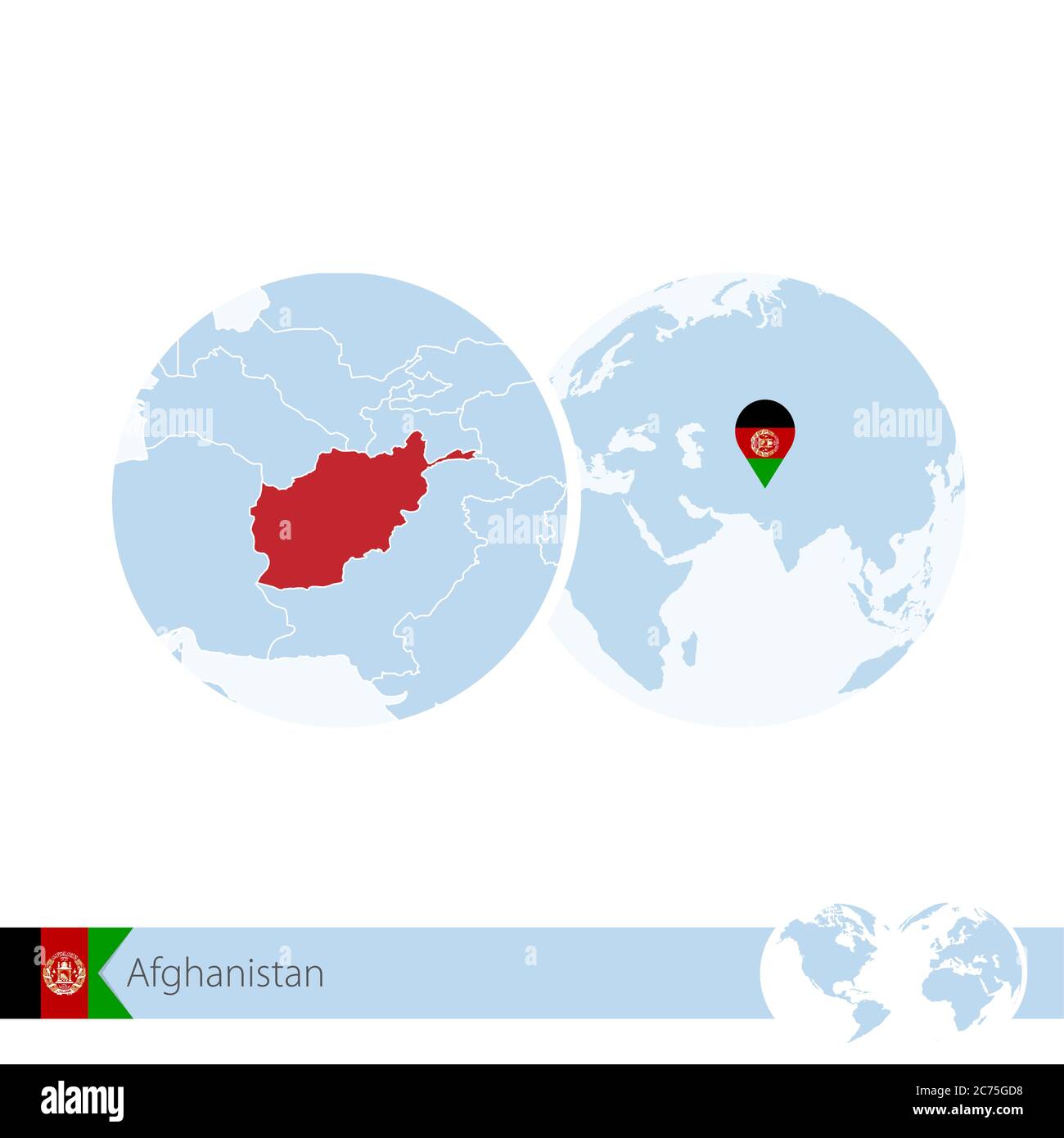 Afghanistan on world globe with flag and regional map of Afghanistan ...