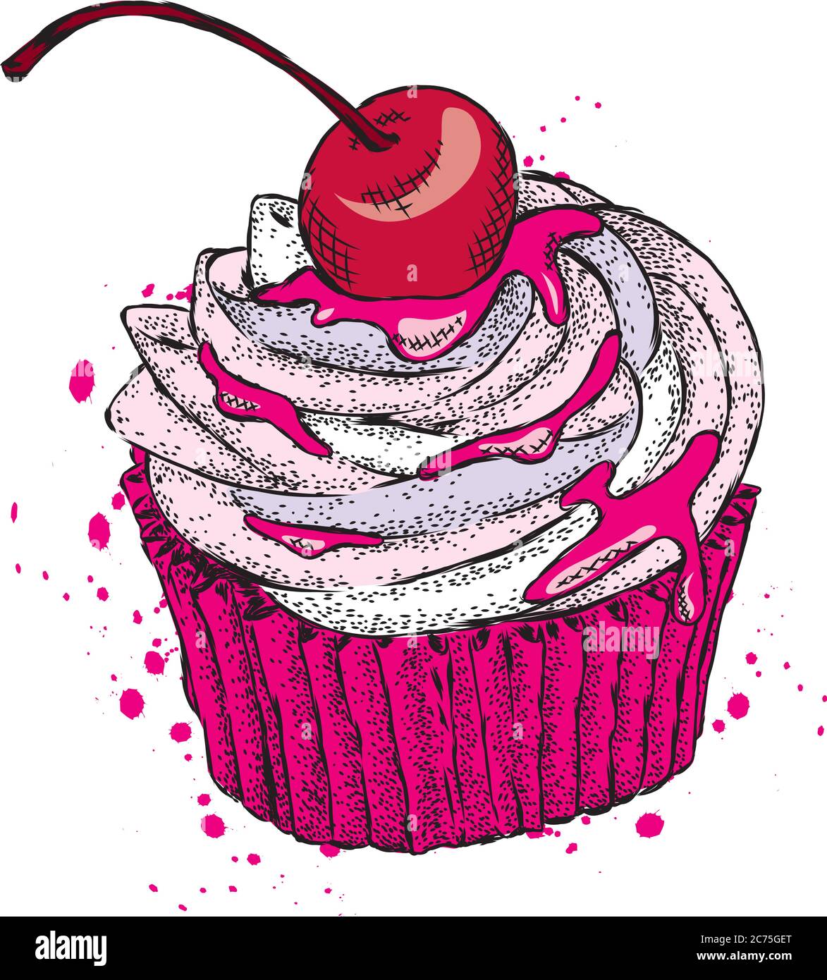 A piece of beautiful cake with cream and with cherry, kiwi and orange ...