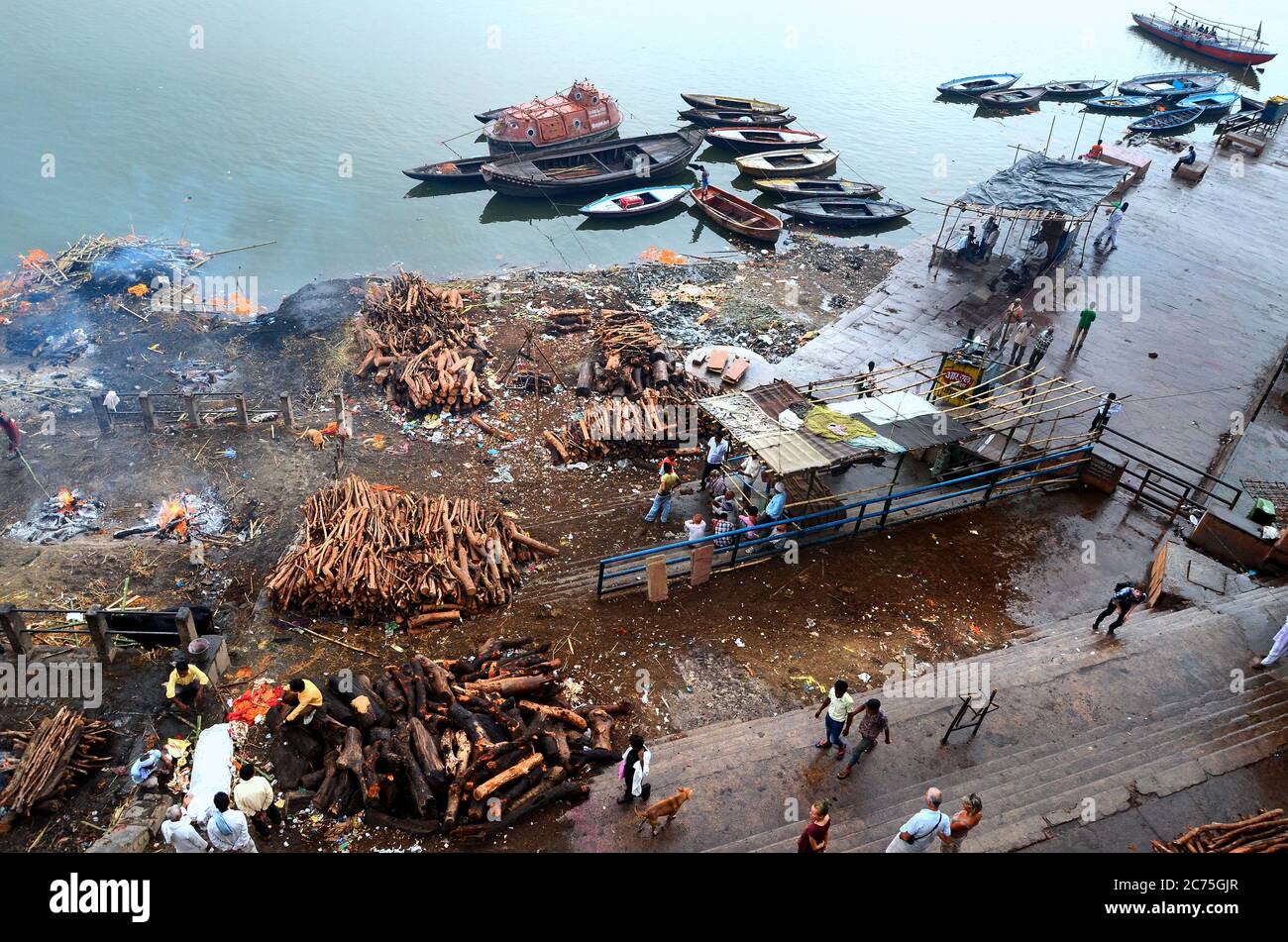 Ghats in Varanasi are riverfront steps leading to the banks of the ...
