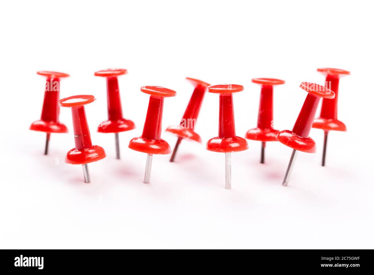 set of red push pins isolated on white background Stock Photo - Alamy