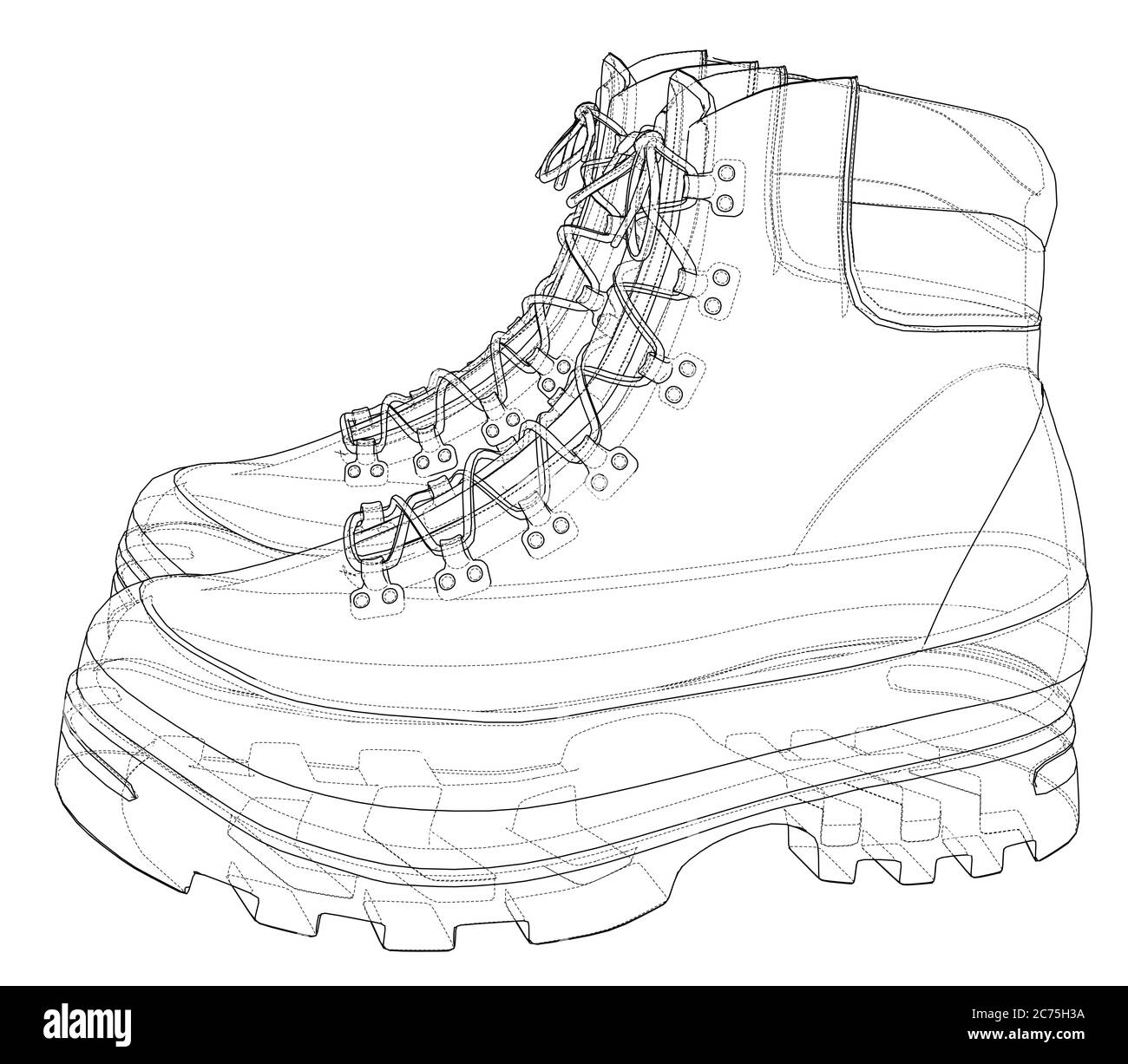 Mens boot concept. 3D illustration Stock Photo - Alamy