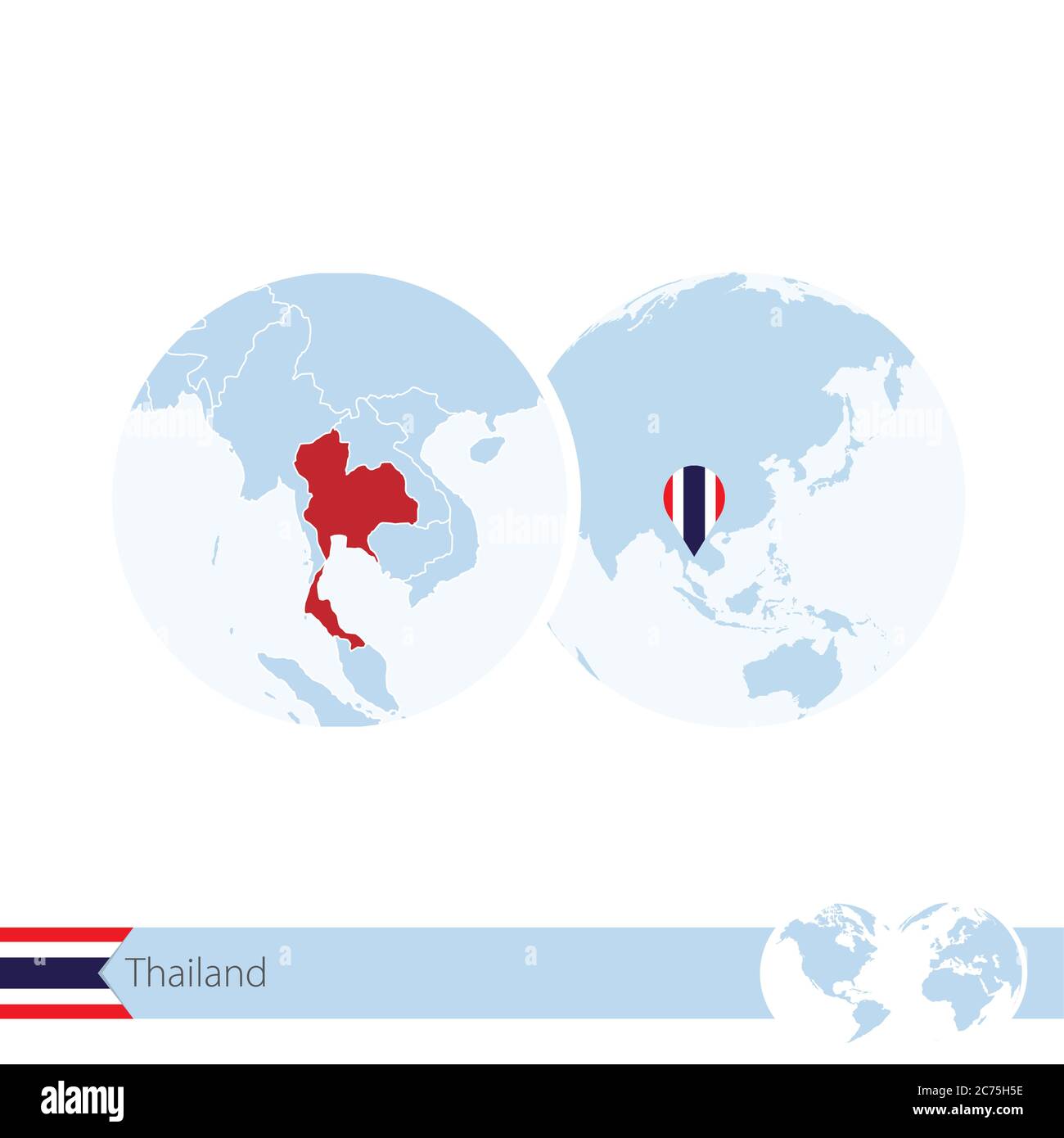 thailand on a map globe
