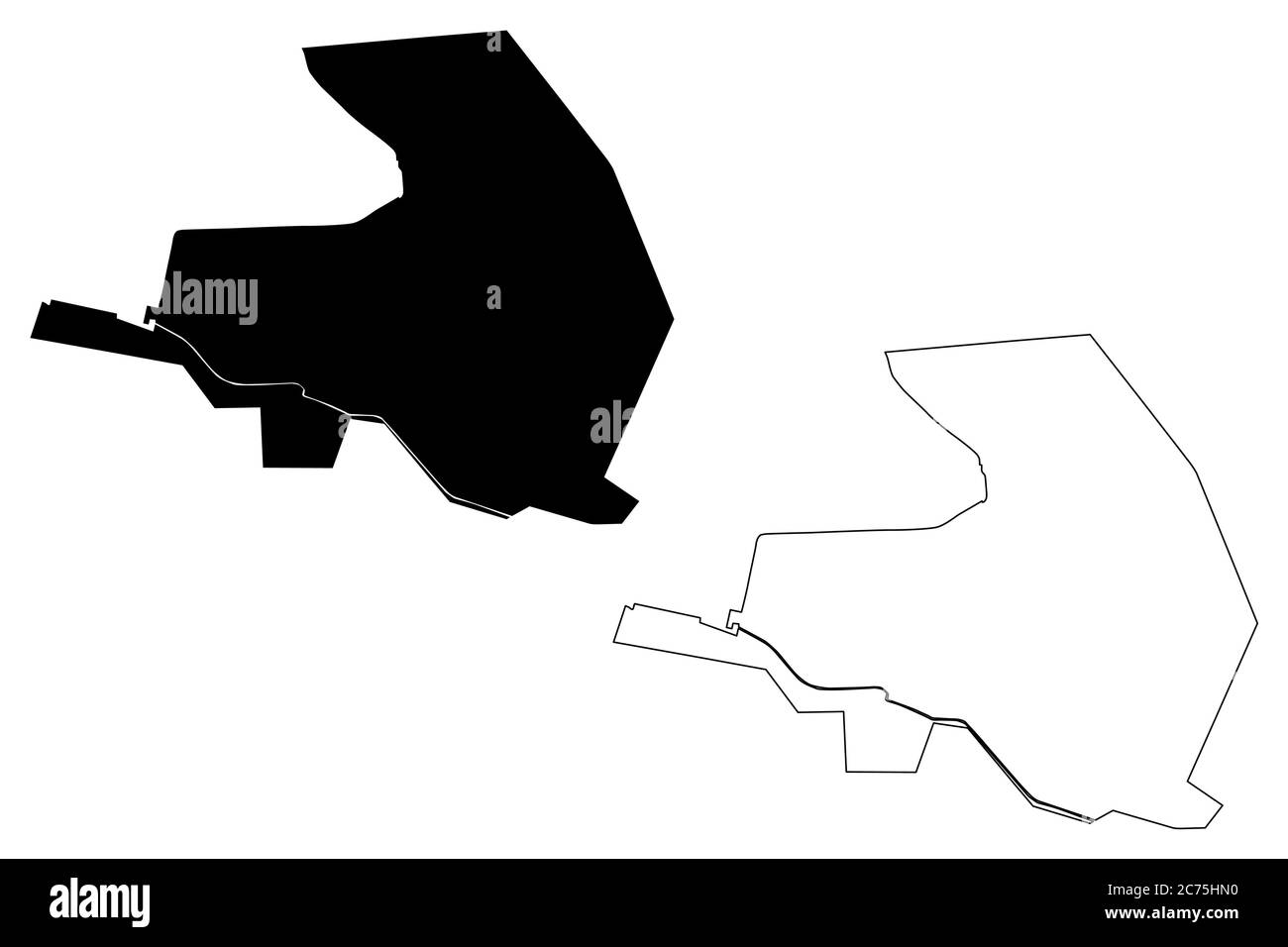 Castries City (Saint Lucia island, Iyonola, Hewanorra) map vector ...