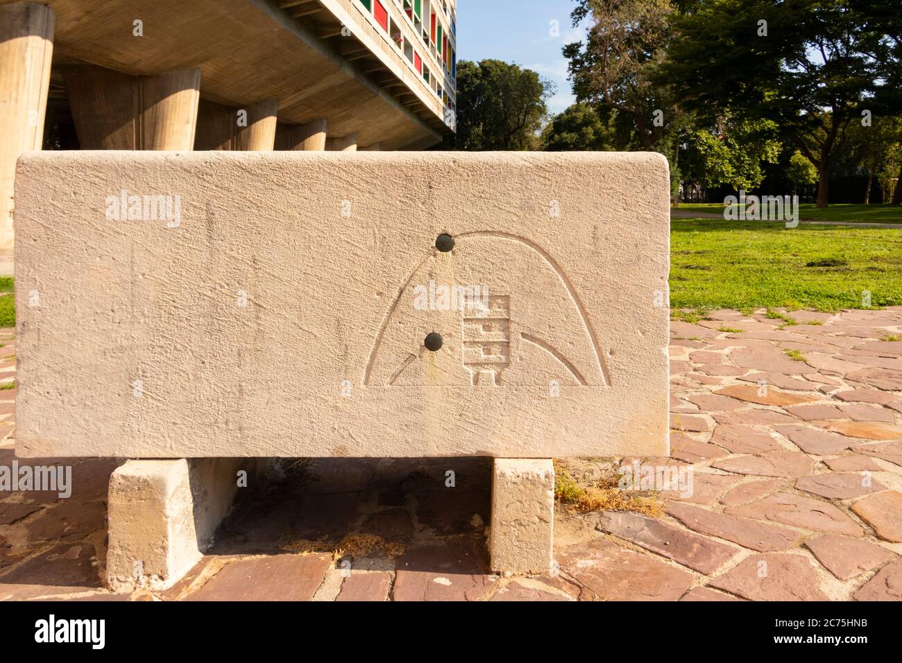 detail of outdoor block sculpture at Le Corbusier's Unite d'habitation ...