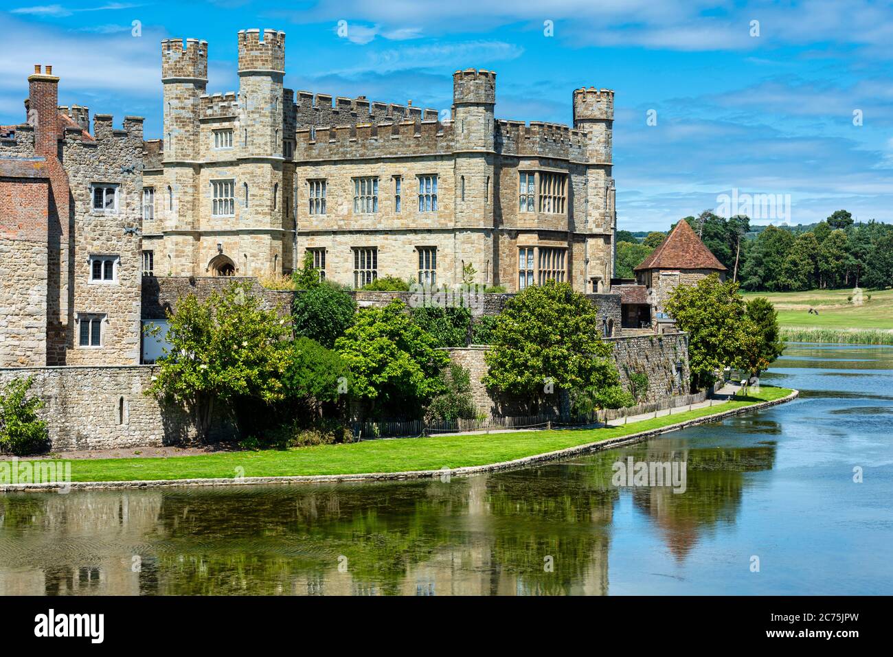 Leeds Castle in Kent, England viewed from a public footpath Stock Photo ...