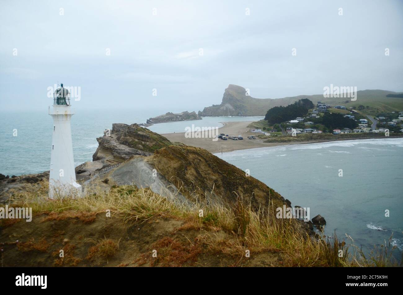 Castle Point Lighthouse, located near the village of Castlepoint in the Wellington Region of the ...