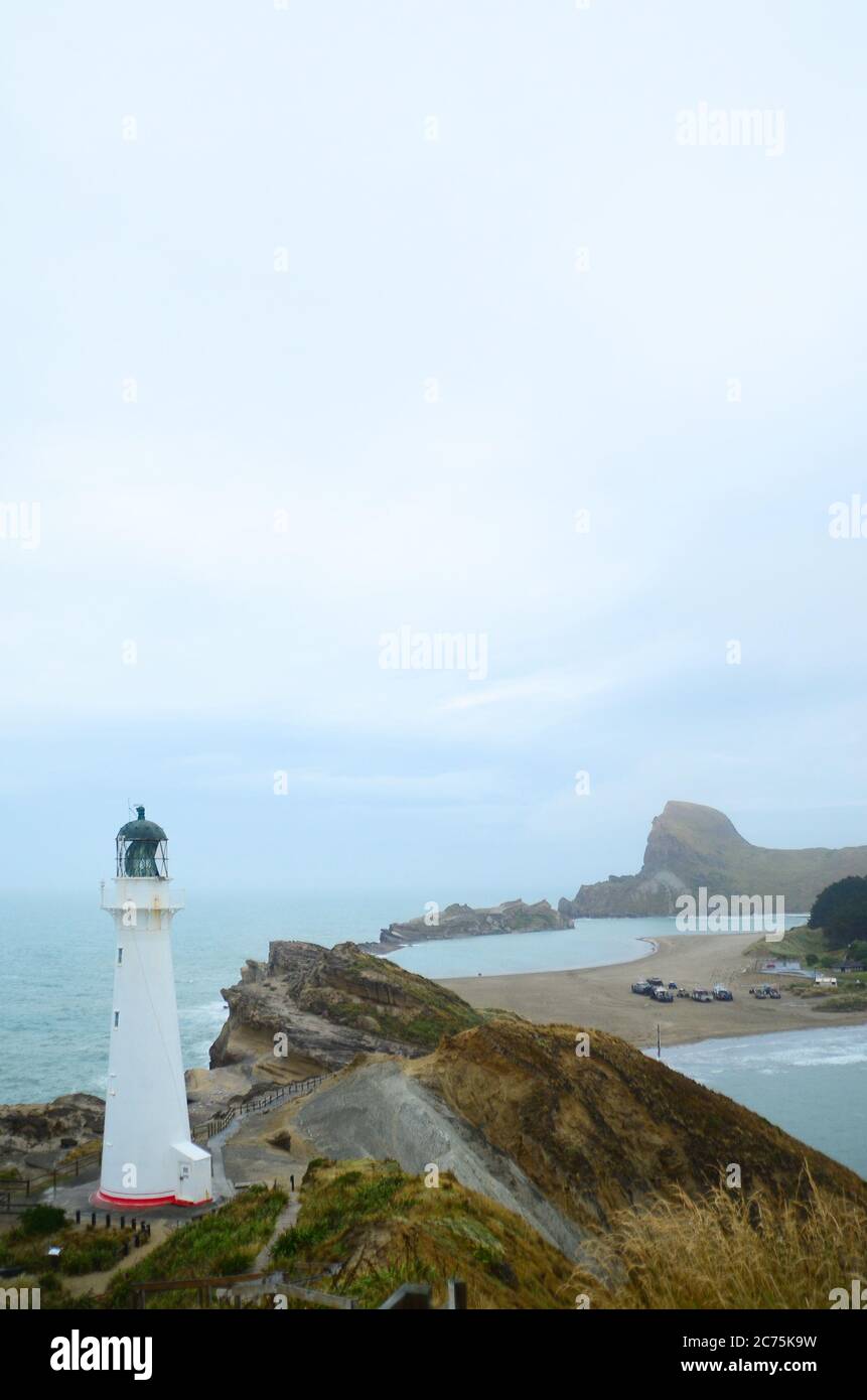 Castle Point Lighthouse, located near the village of Castlepoint in the ...