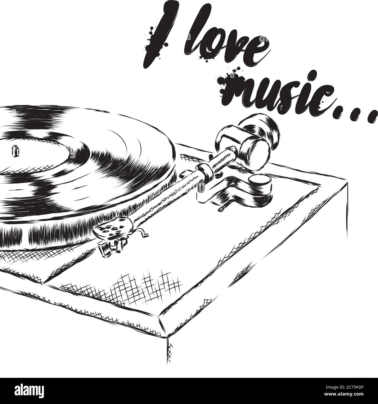 The player with vinyl records. DJ mixer. Vector illustration Stock ...