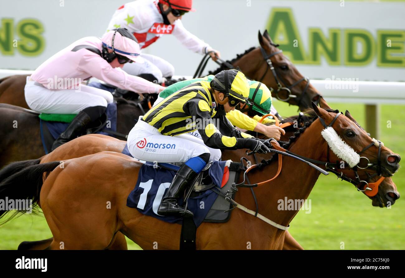 Air of York ridden by jockey Megan Nicholls (front) on their way to win the Home Of Winners At ...
