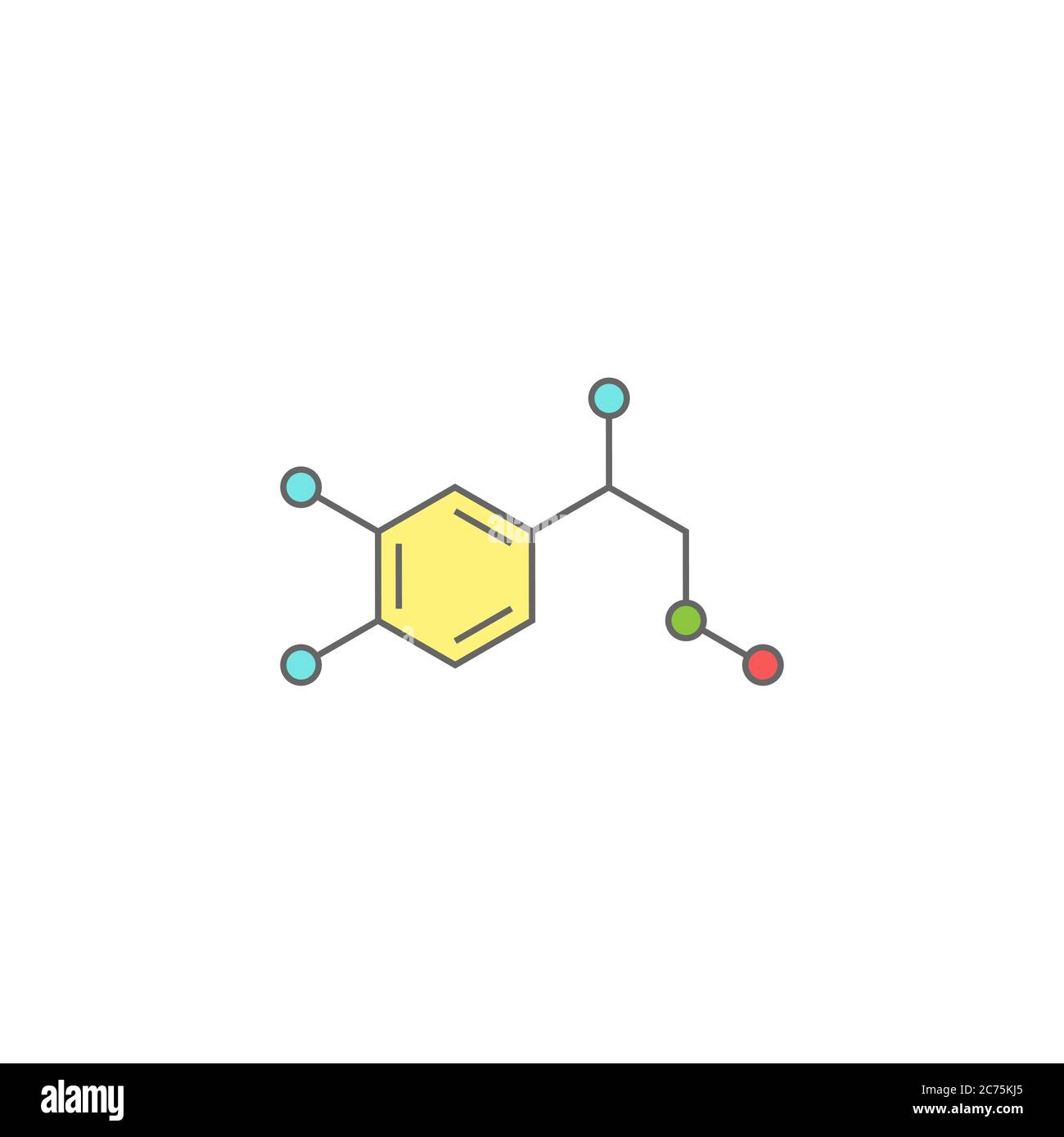 Adrenalin molecula structure. colorful line icon isolated on white ...