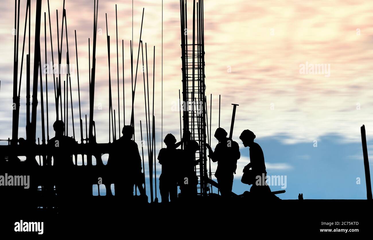 Construction worker silhouette hi-res stock photography and images - Alamy