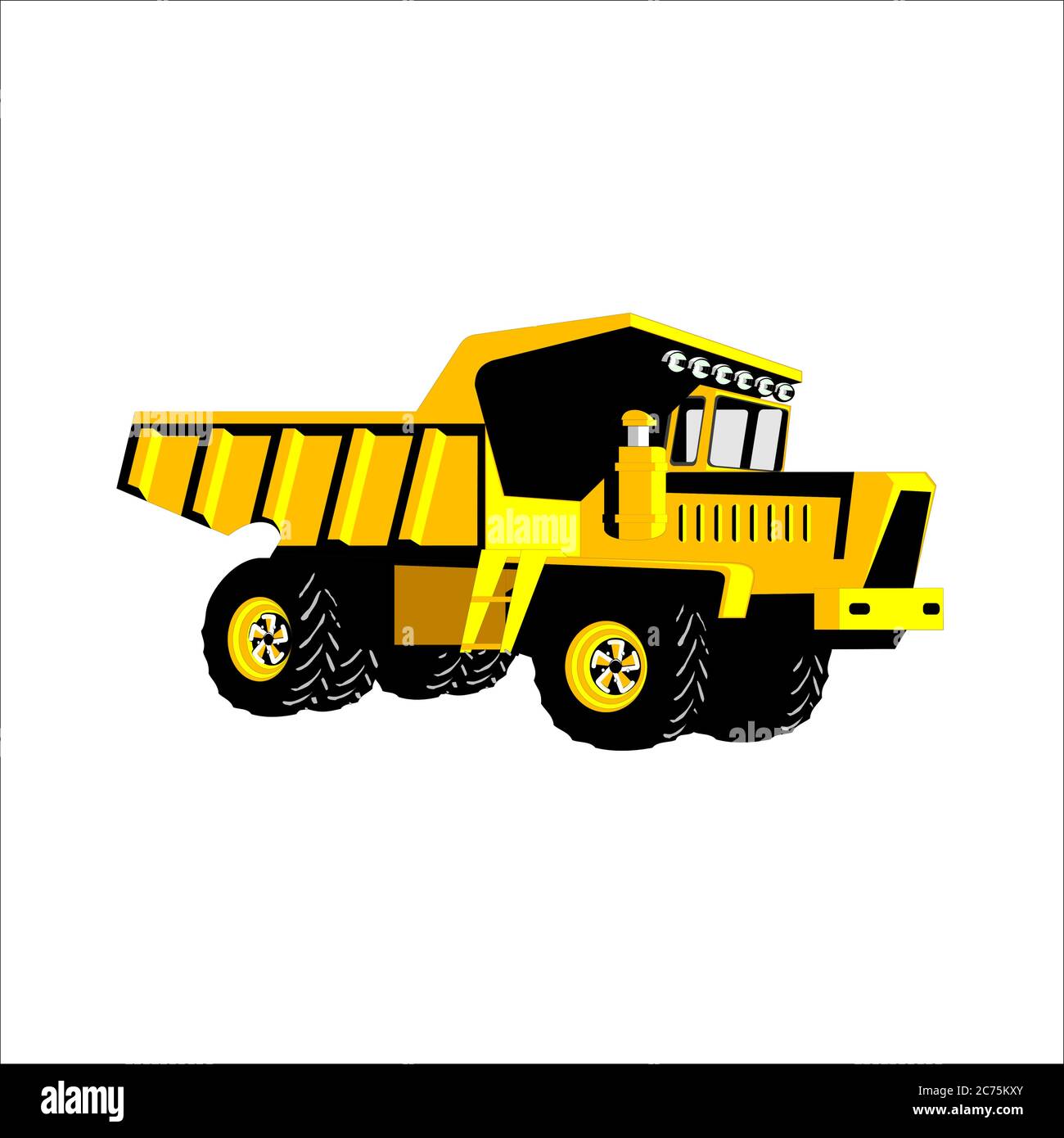 Vector illustration Dump truck side view isolated on a white background ...