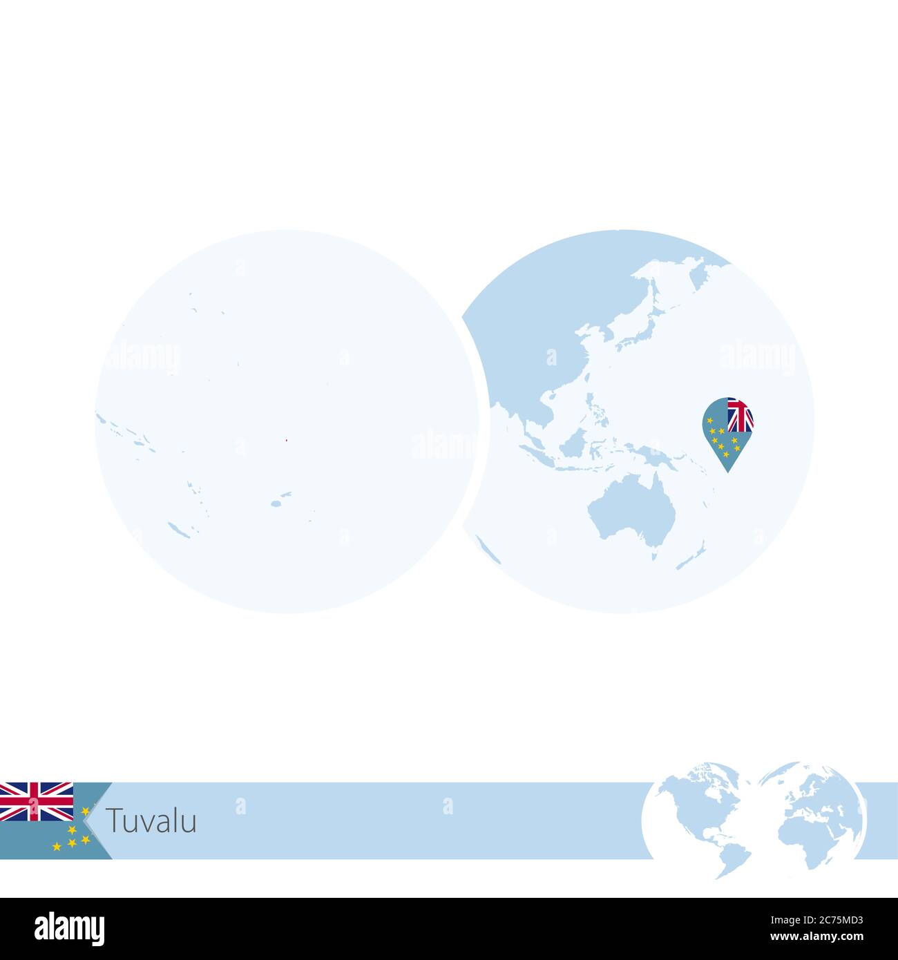 Tuvalu on world globe with flag and regional map of Tuvalu. Vector ...