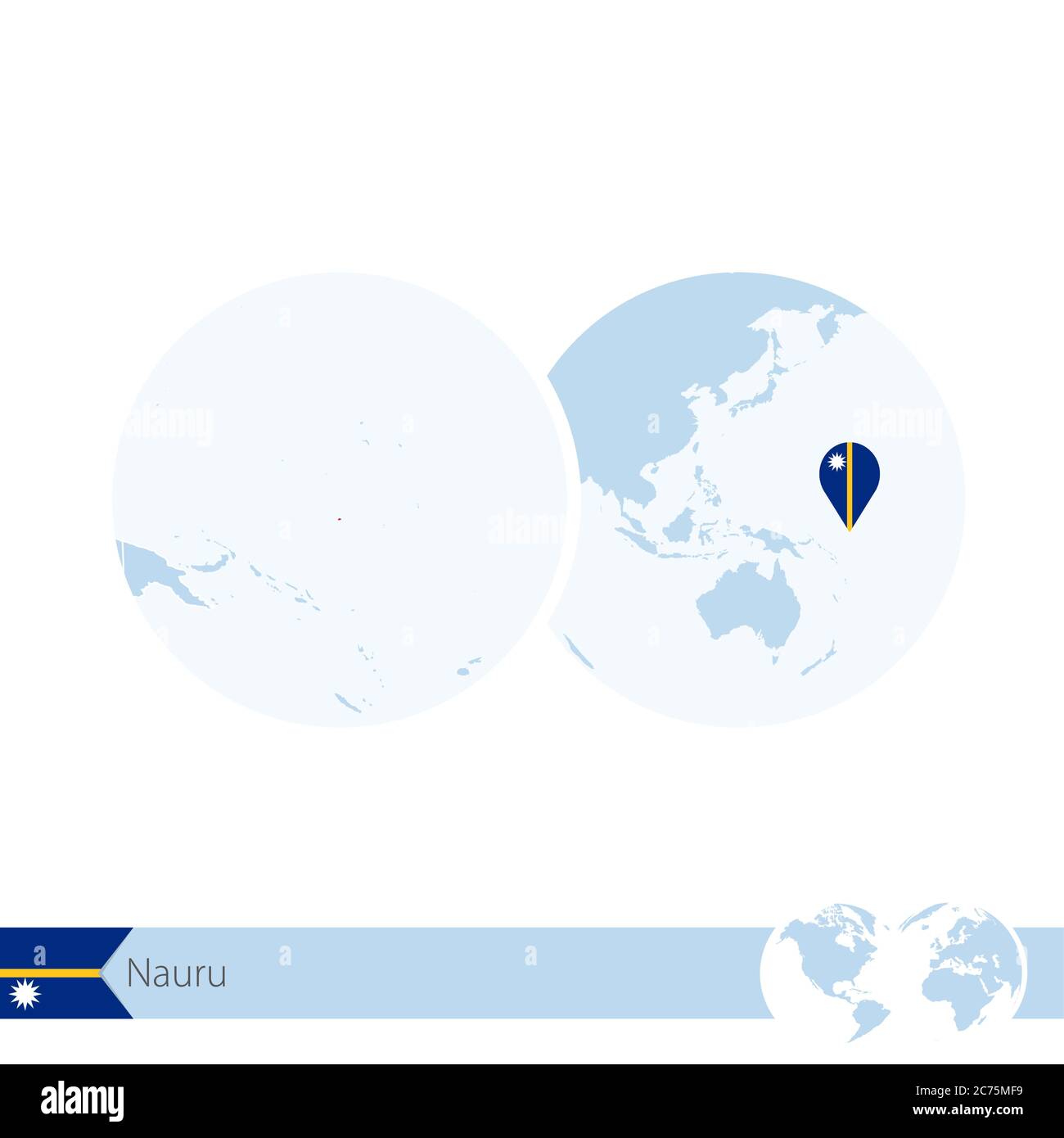 Nauru on world globe with flag and regional map of Nauru. Vector ...