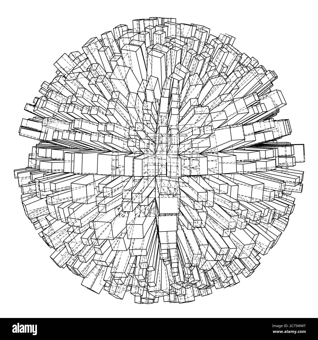 Abstract 3d Sphere with City, Blueprint Style Stock Photo - Alamy