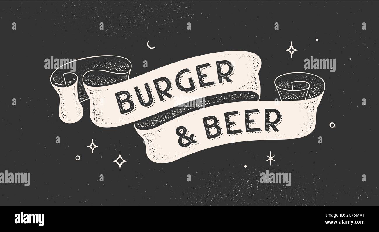 Burger and Beer. Vintage ribbon Stock Vector Image & Art - Alamy