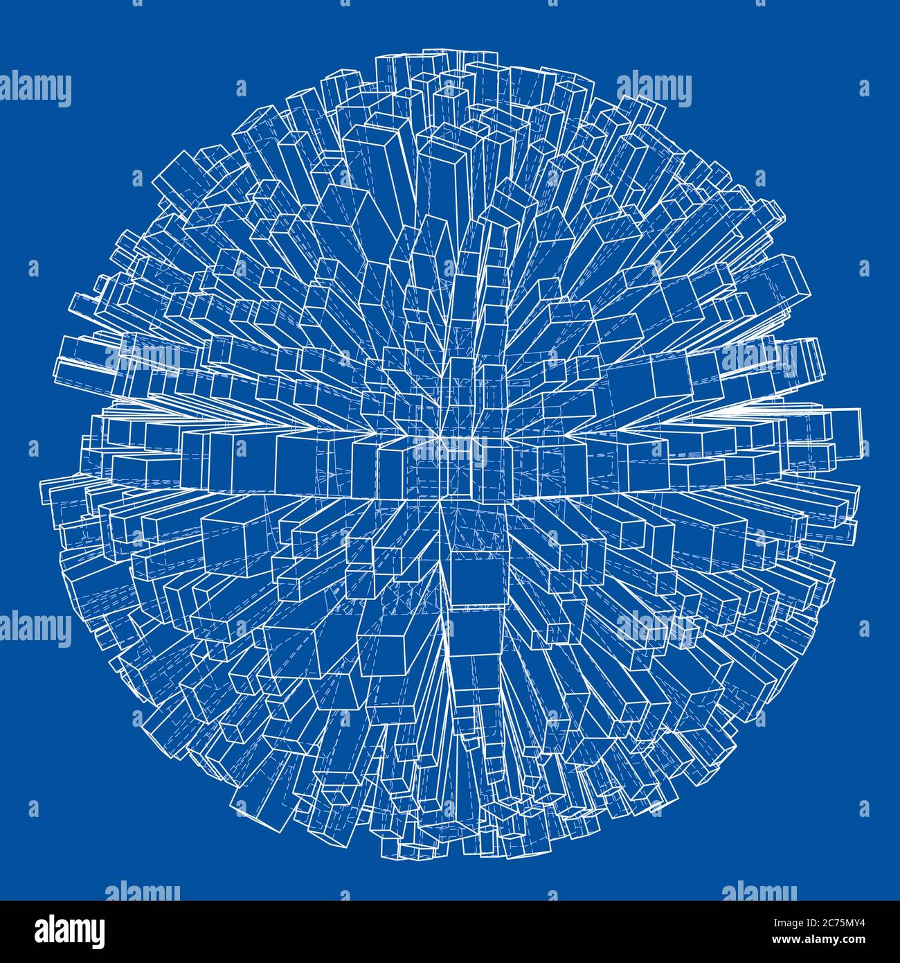 Abstract 3d Sphere with City, Blueprint Style Stock Photo - Alamy