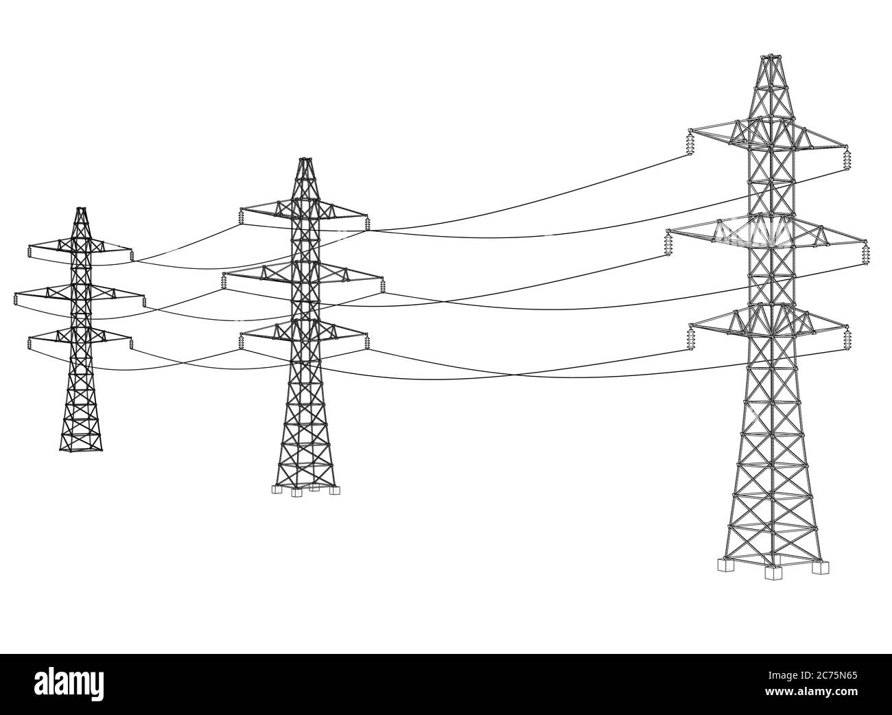 Electric pylons or electric towers concept Stock Photo - Alamy