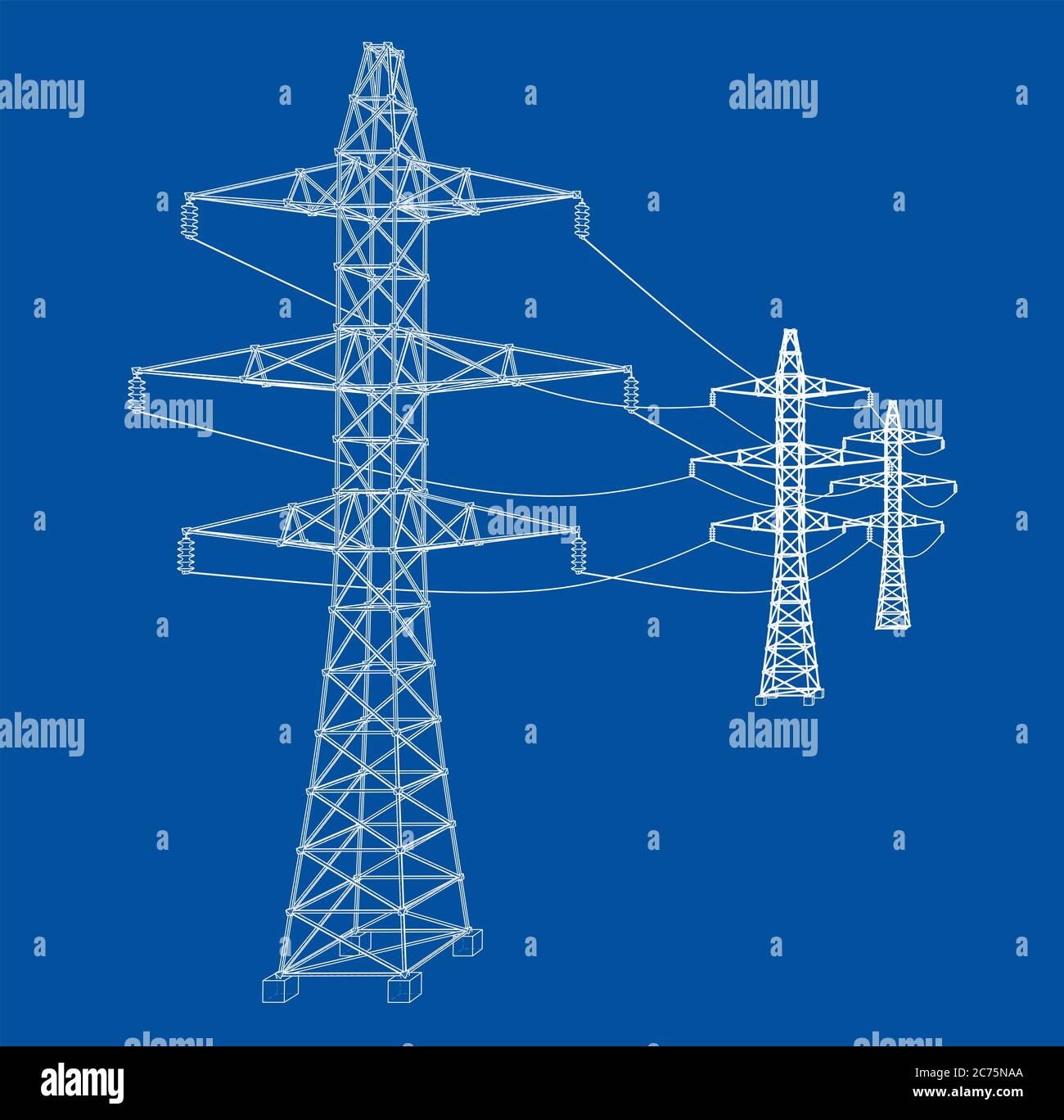 Electric pylons or electric towers concept Stock Photo - Alamy