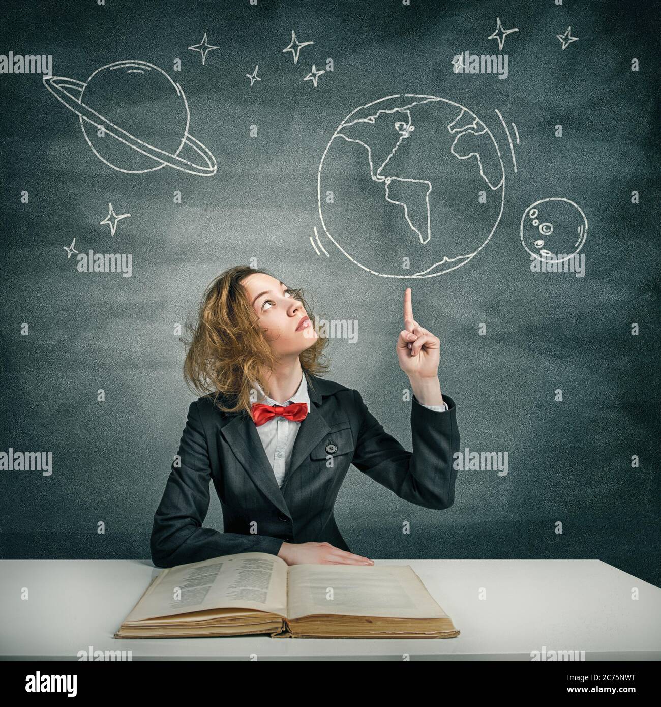 She is studying hard Stock Photo - Alamy
