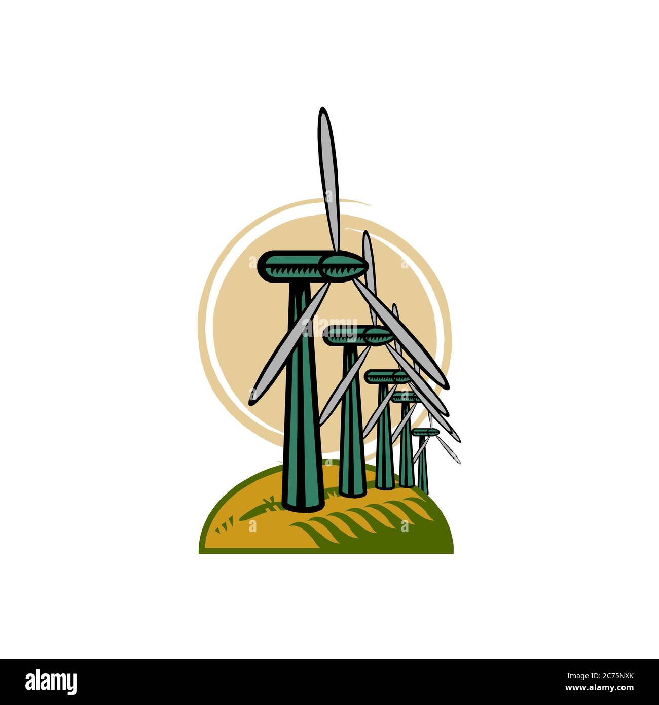 Rural windmill on hill Stock Vector Images - Alamy