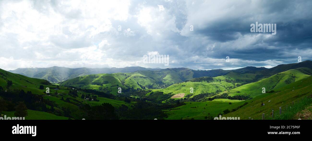 Farm Valley Panoramic / a large file panorama of a lush farm valley in ...