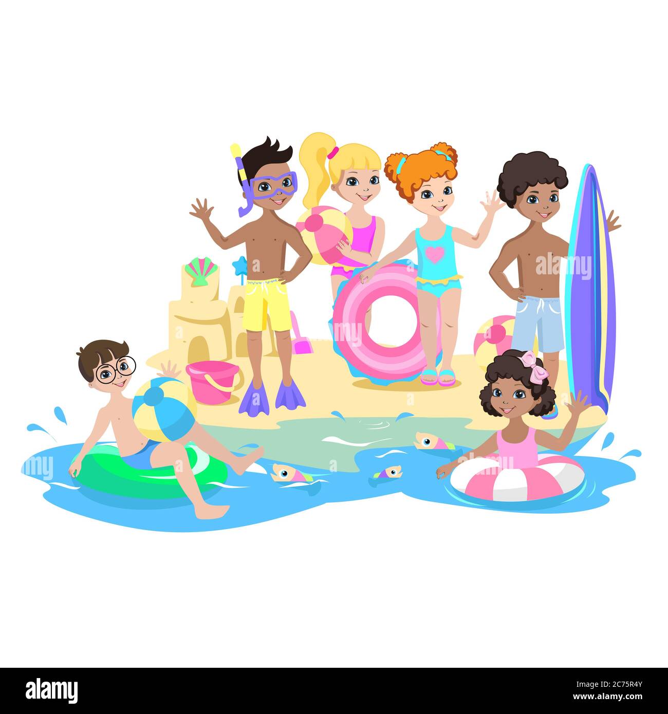 Cartoon Illustration Kid Jumping On High Resolution Stock Photography ...